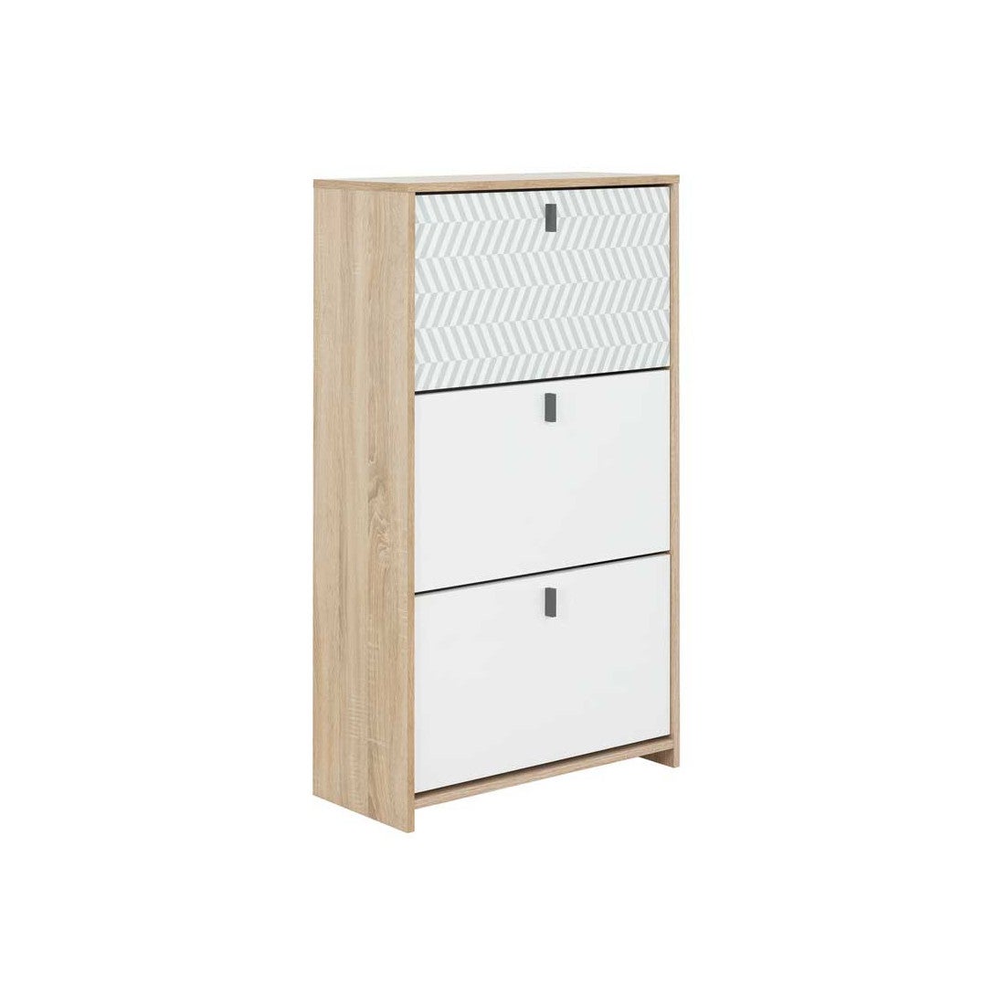 Meuble à chaussures 3 abattants Bois/Blanc - NANANI : Bois clair ...