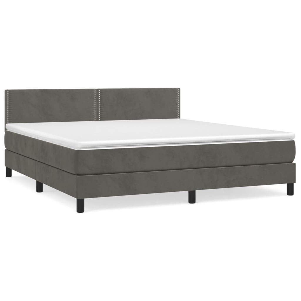 Cama box spring con colchón terciopelo gris oscuro 180x200 cm | Leroy ...