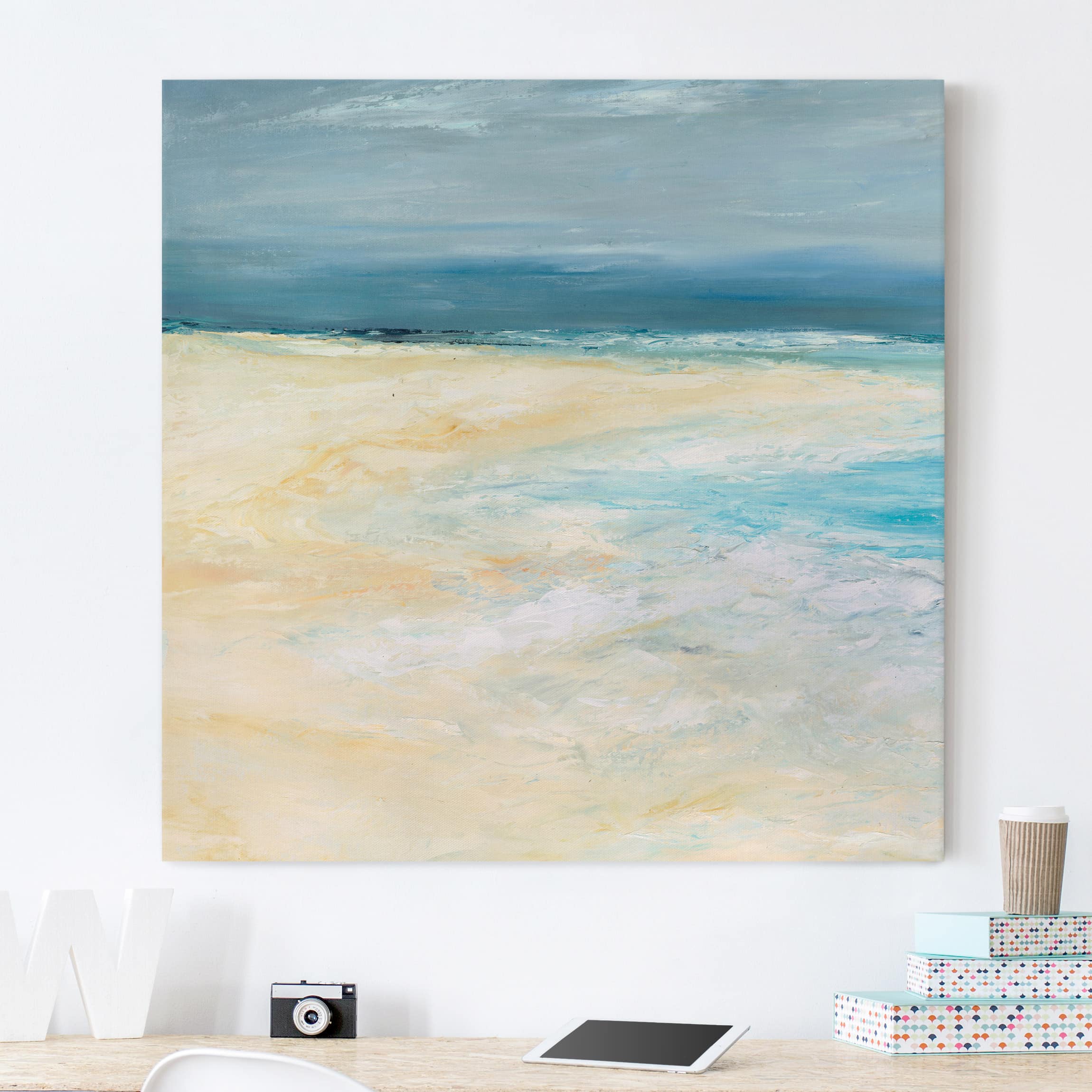 Impression sur toile tableau sur toile châssis beige paysage plage mer ... Impression sur toile tableau sur toile châssis beige paysage plage mer ...