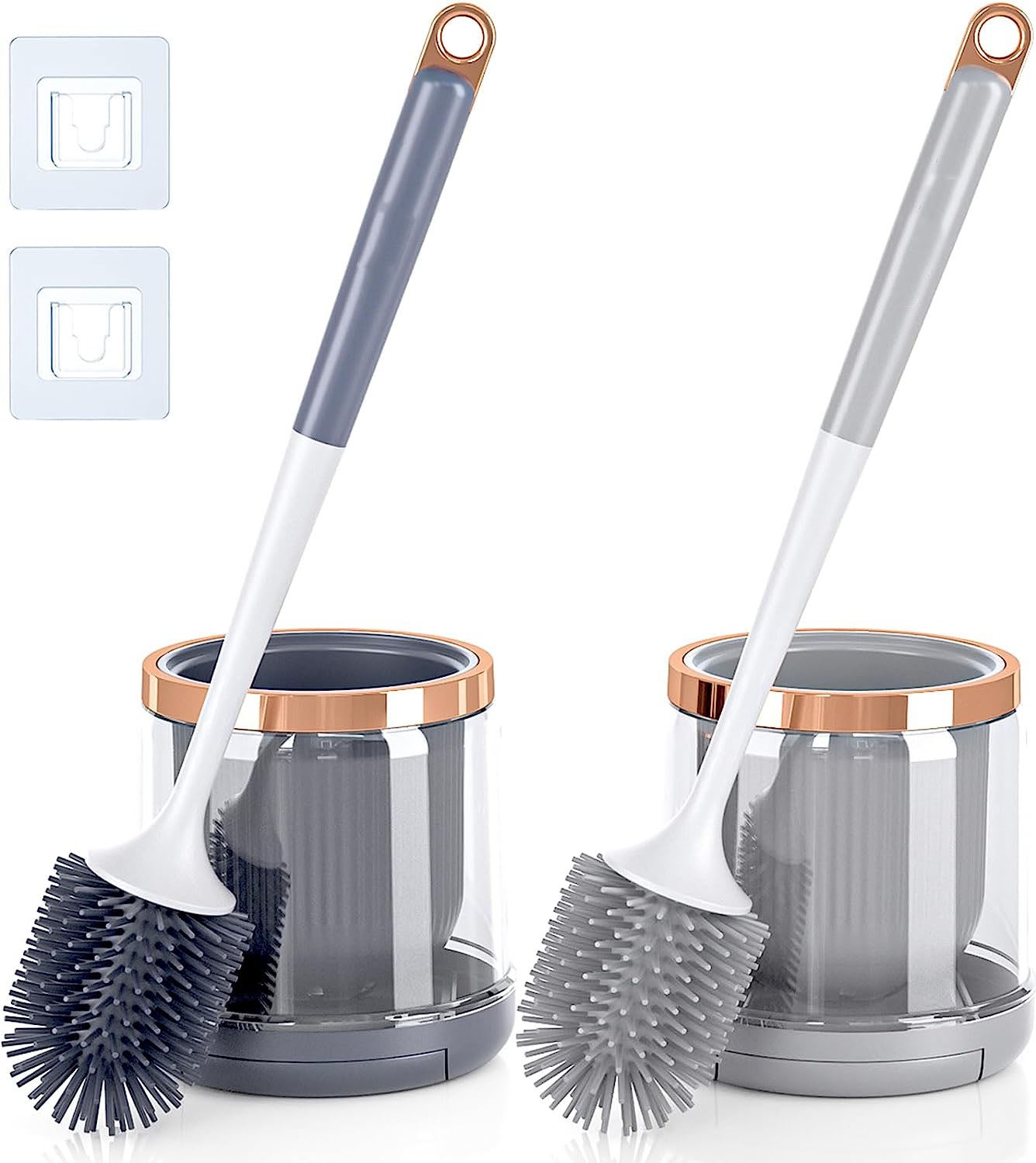 Lot de 2 brosses de toilette et support avec pince à épiler à long manche,brosse de nettoyage ...