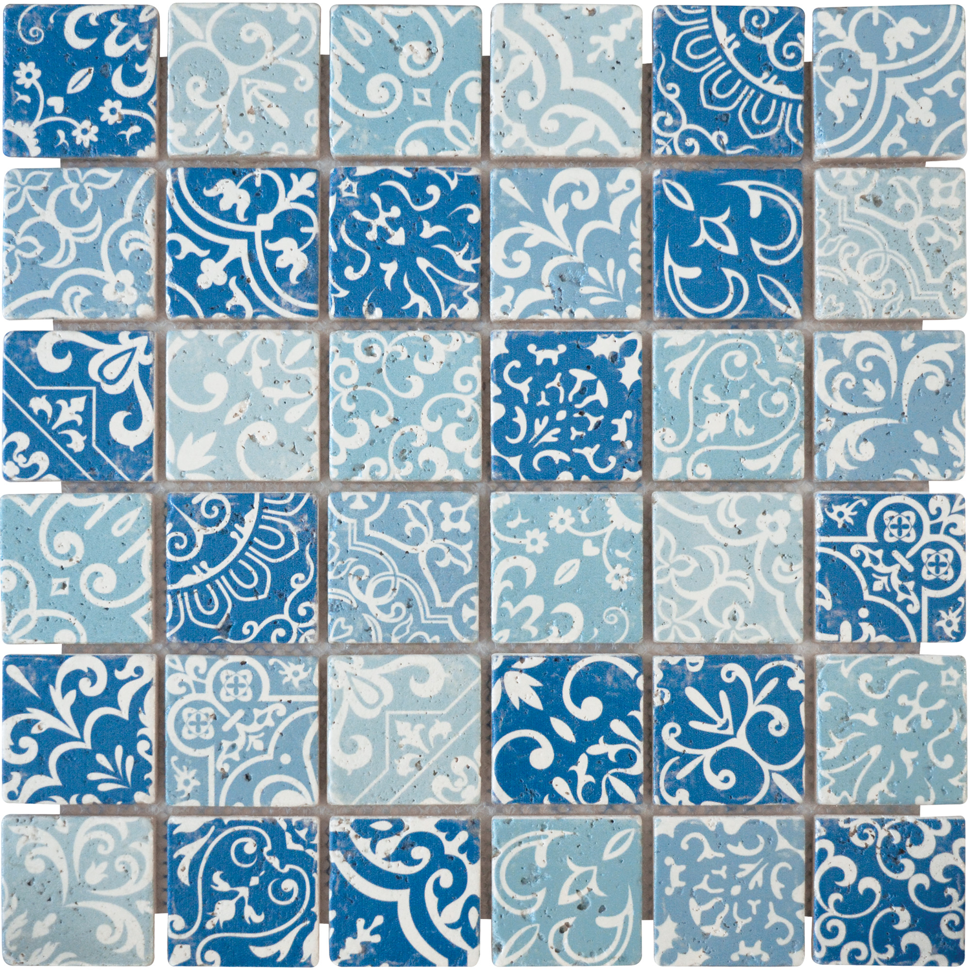 MOSAIQUE TRAVERTIN BAROQUE BLEU 1 PLAQUE 30,5 x 30,5 CM CASA LINEA ...
