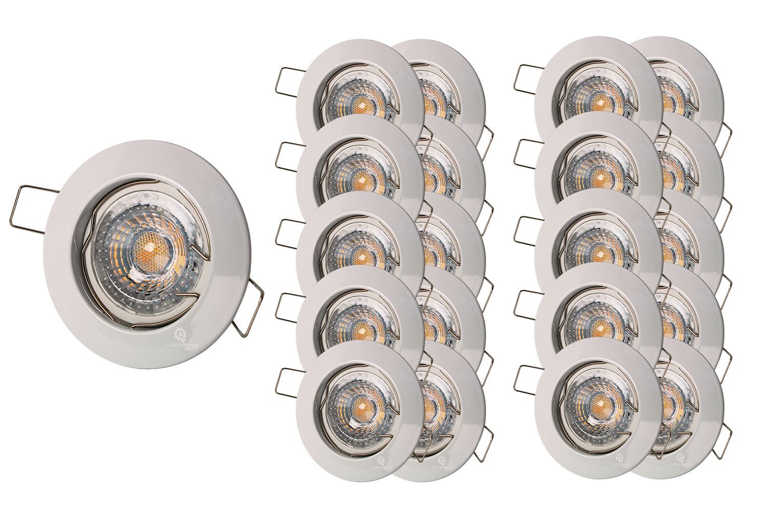 Lot De 20 Spot Encastrable Fixe Led Blanc Avec Ampoule Gu10 7w 38