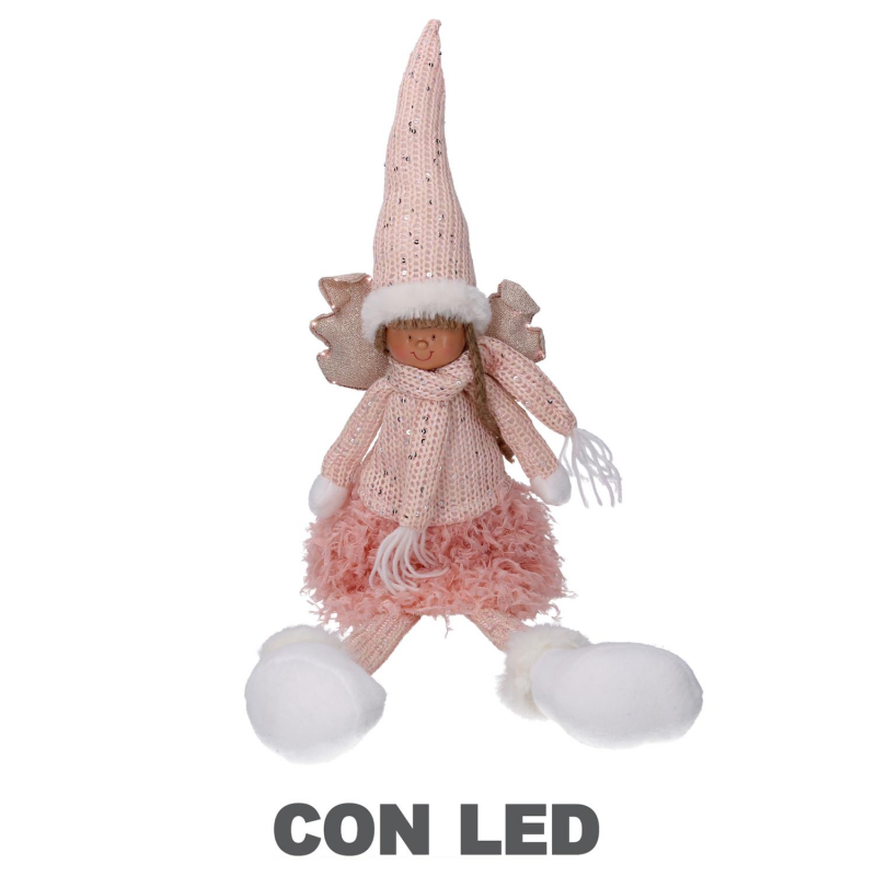 Decorazione Angelo Natalizio con Led, Rosa, 15x12x65cm | Leroy Merlin
