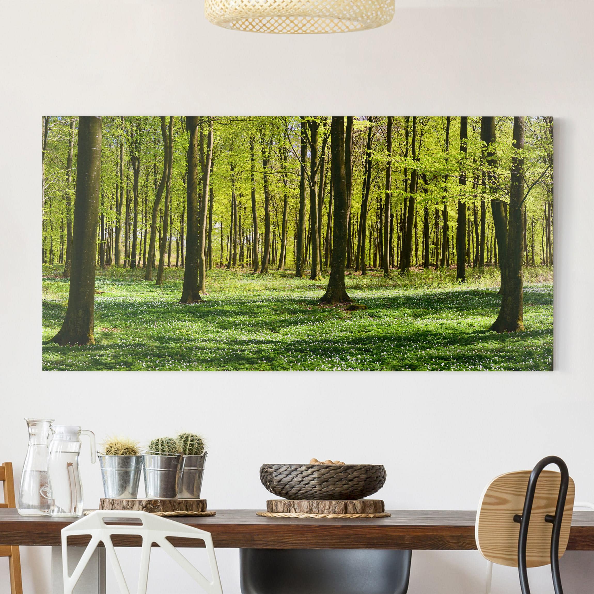 Impression sur toile tableau sur toile châssis vert paysage arbres ...