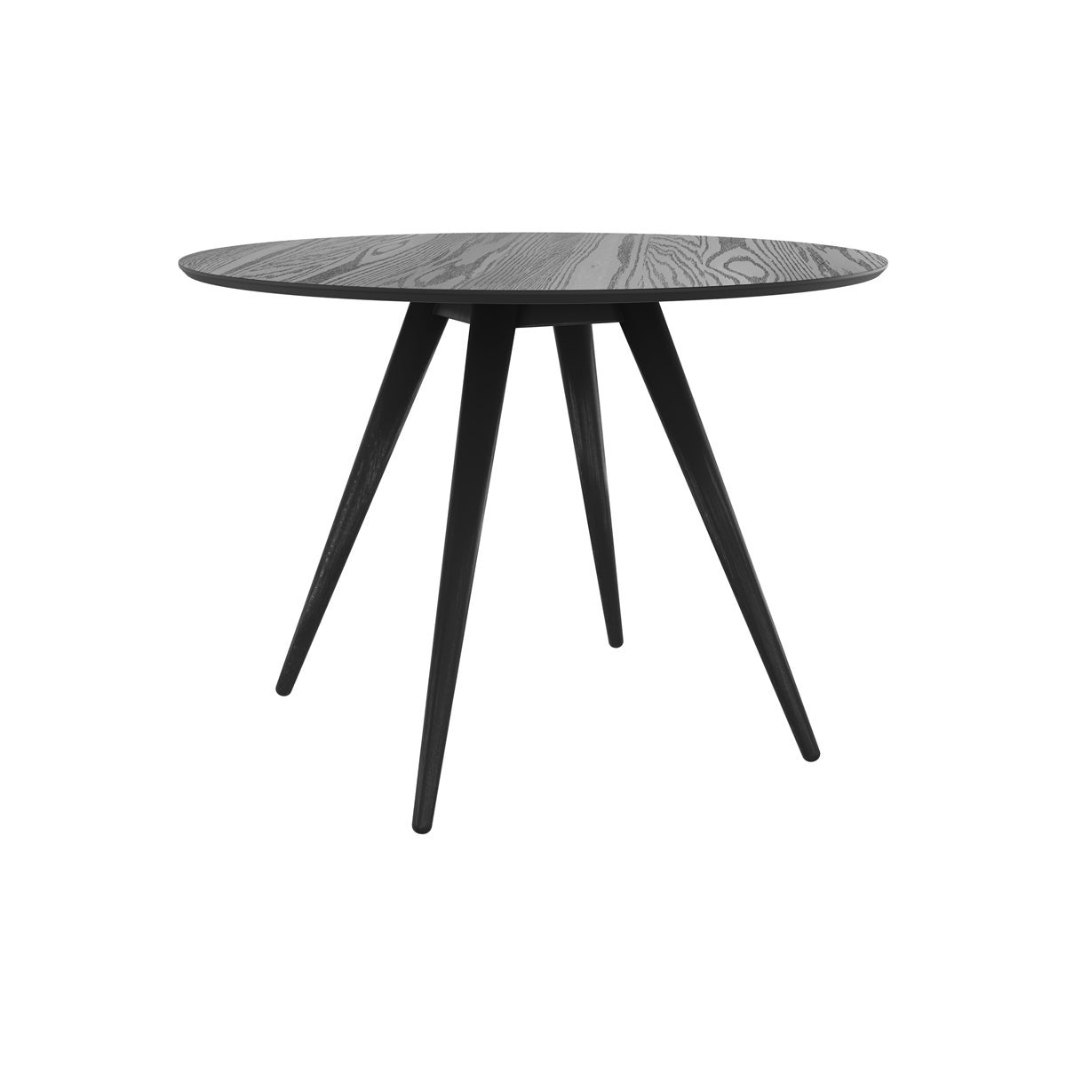 Table ronde 4 personnes en bois de frêne plaqué noir D105 cm - Liwa ...