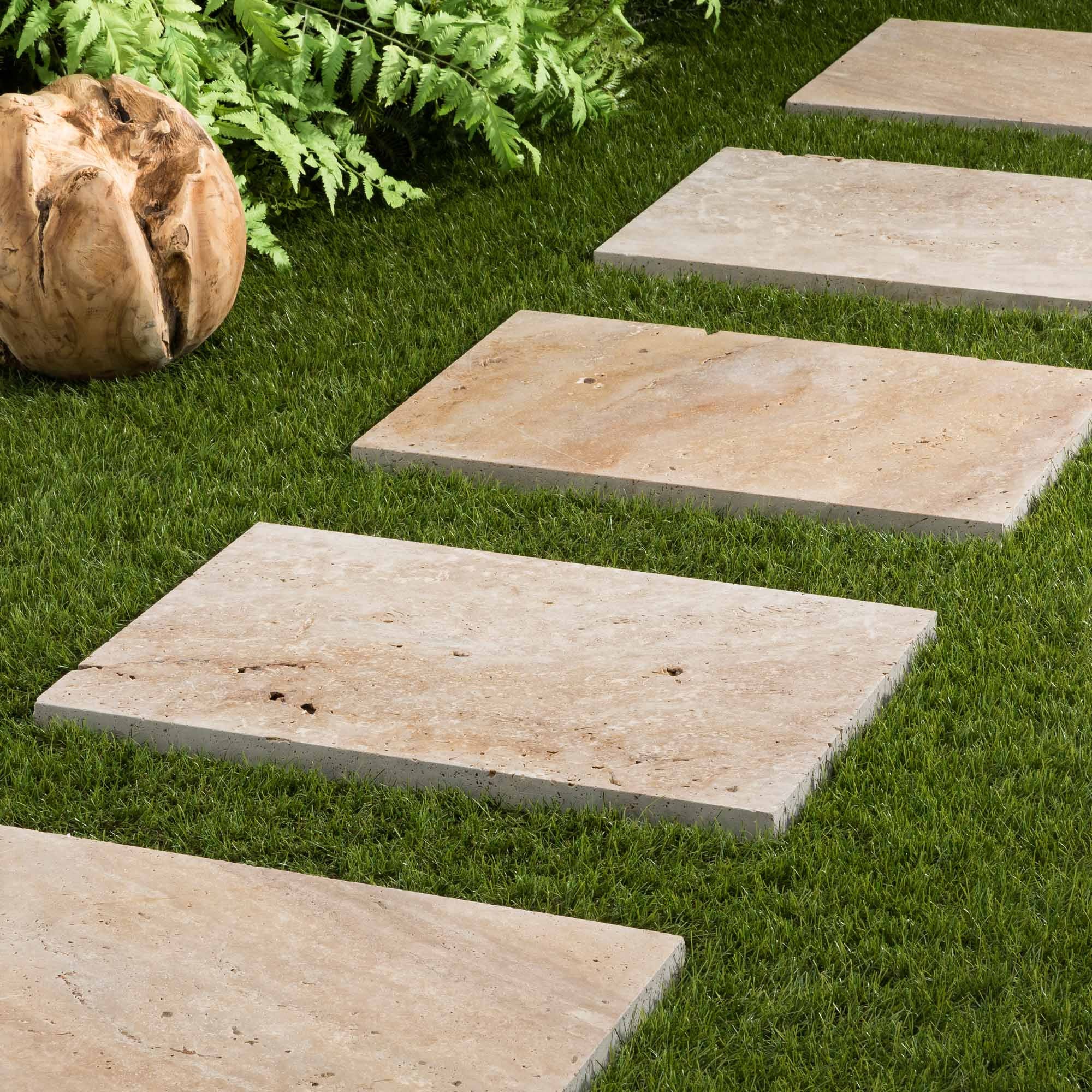 Pas Japonais en Pierre Travertin Beige Nuancé 1er choix 61x40,6x3 cm (à ...