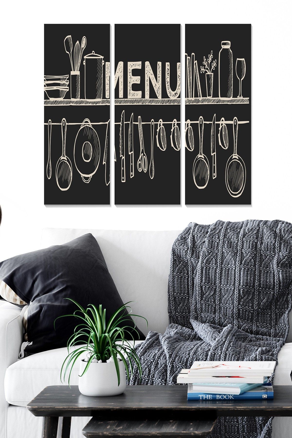 Triptyque Fabulosus L70xH50cm Motif Menu cuisine Noir et Blanc | Leroy ...