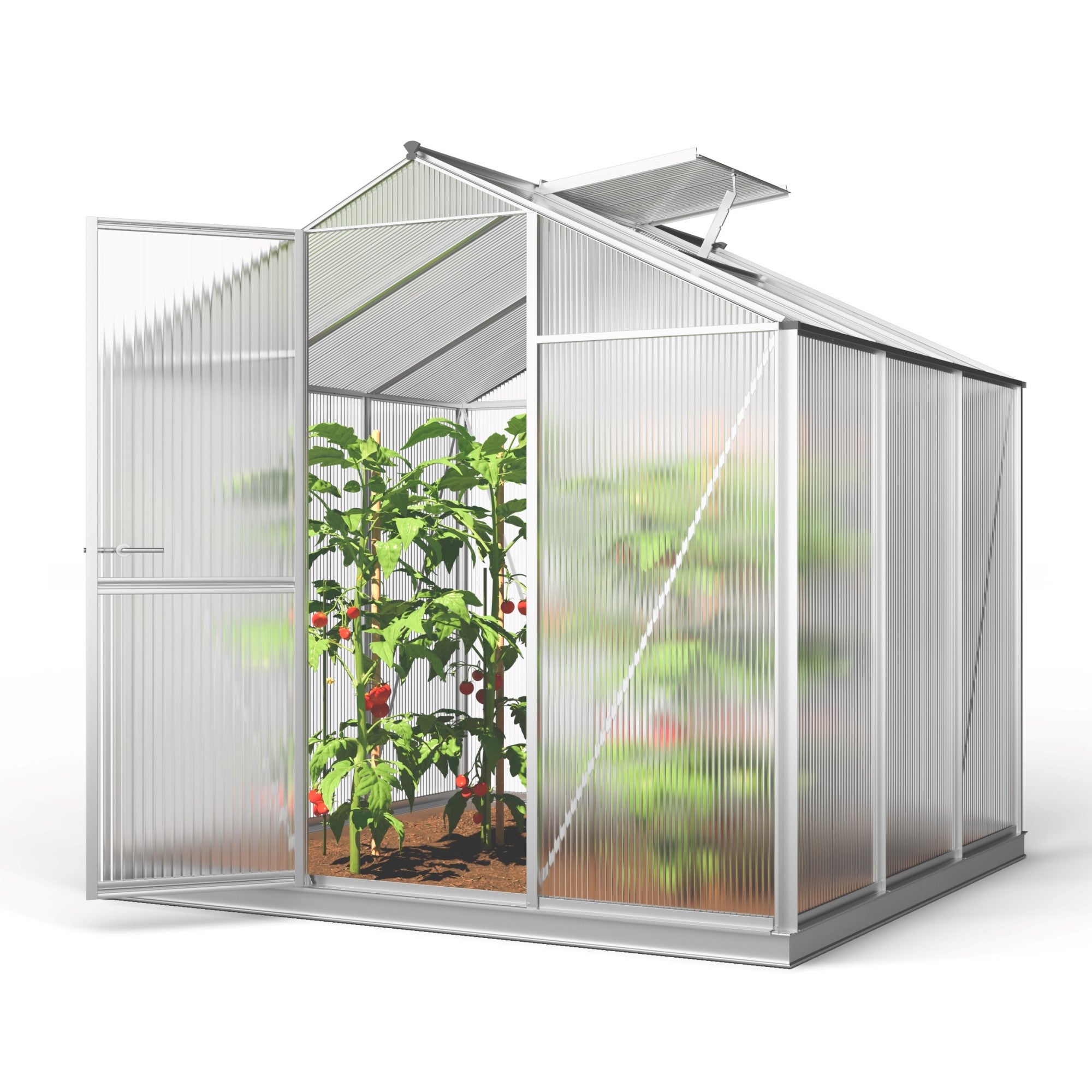 GFP Serre ECO 3 cadre aluminium 192x192 cm Plaques double paroi 8 mm ...