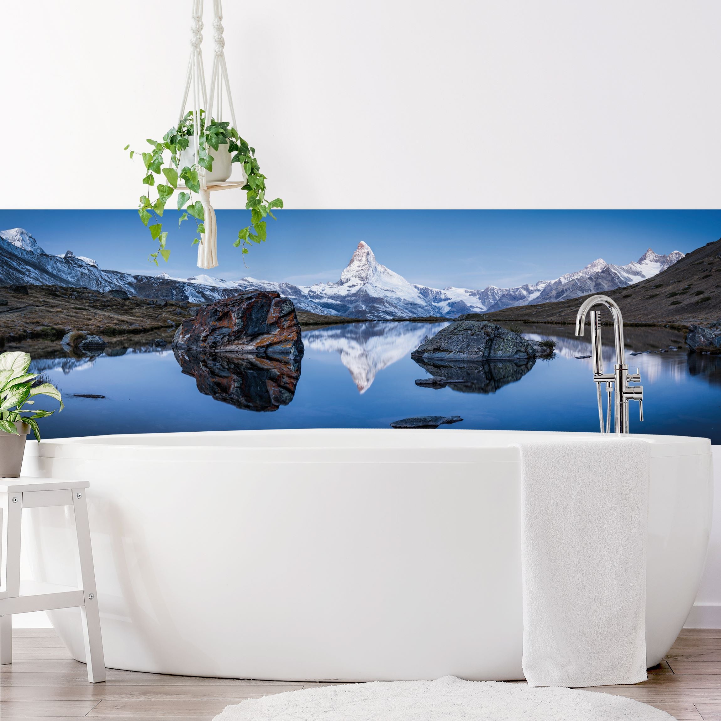 Panneau mural pour salle de bain - Lac de Stelli devant le Cervin 190 x 55 cm | Leroy Merlin