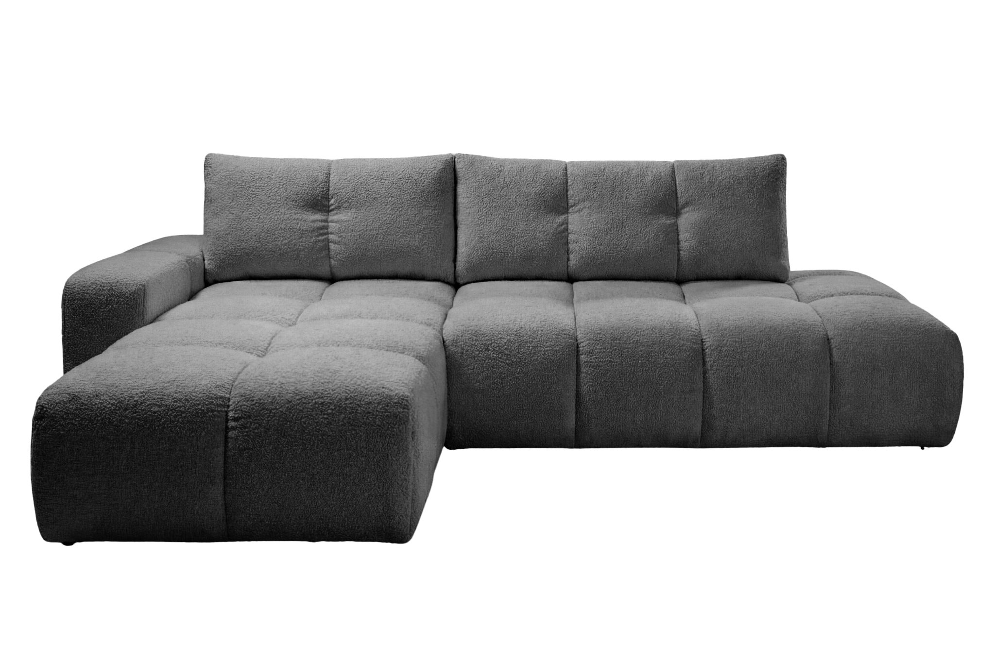 CONSTANCE - Canapé d'angle tissu chenille 4 places Gris foncé Gauche ...