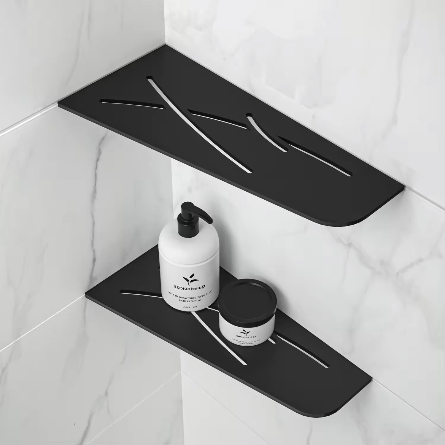 Tablette d'angle murale de douche Swag Rectangular - Noir mat - Vendu ...