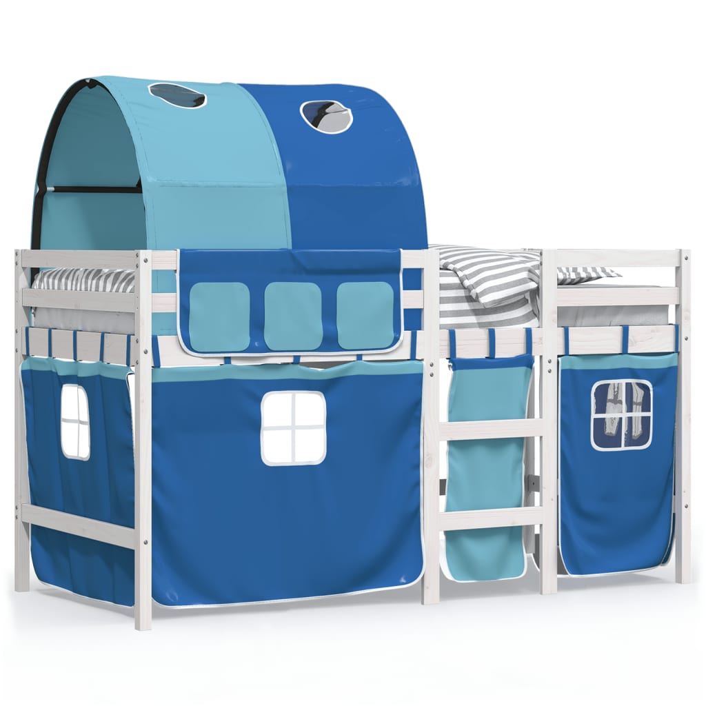 Cama Alta Para Nios Con Túnel Madera Pino Azul 90x200 Cm Leroy Merlin