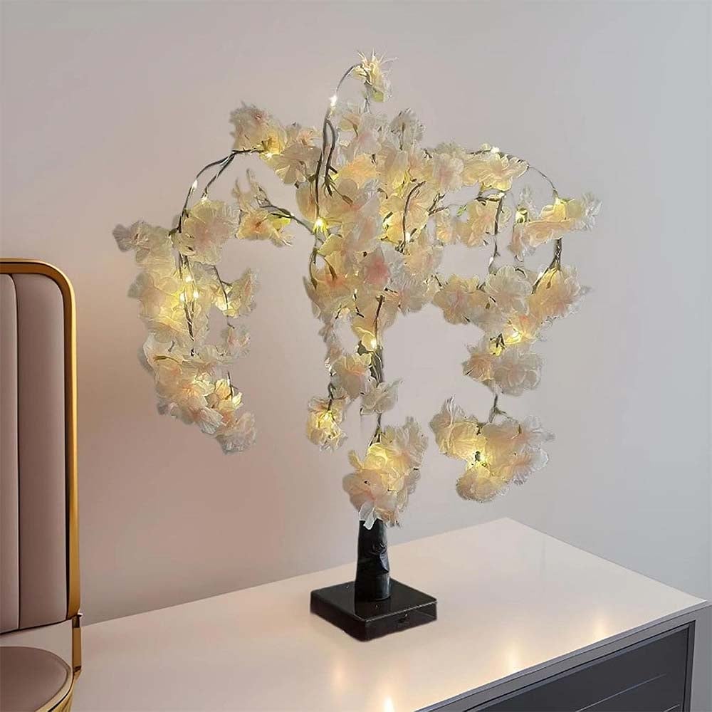 1pc Arbre LED Cerisier avec 60 LED, décoratif, 60 cm, sur table, piles ...
