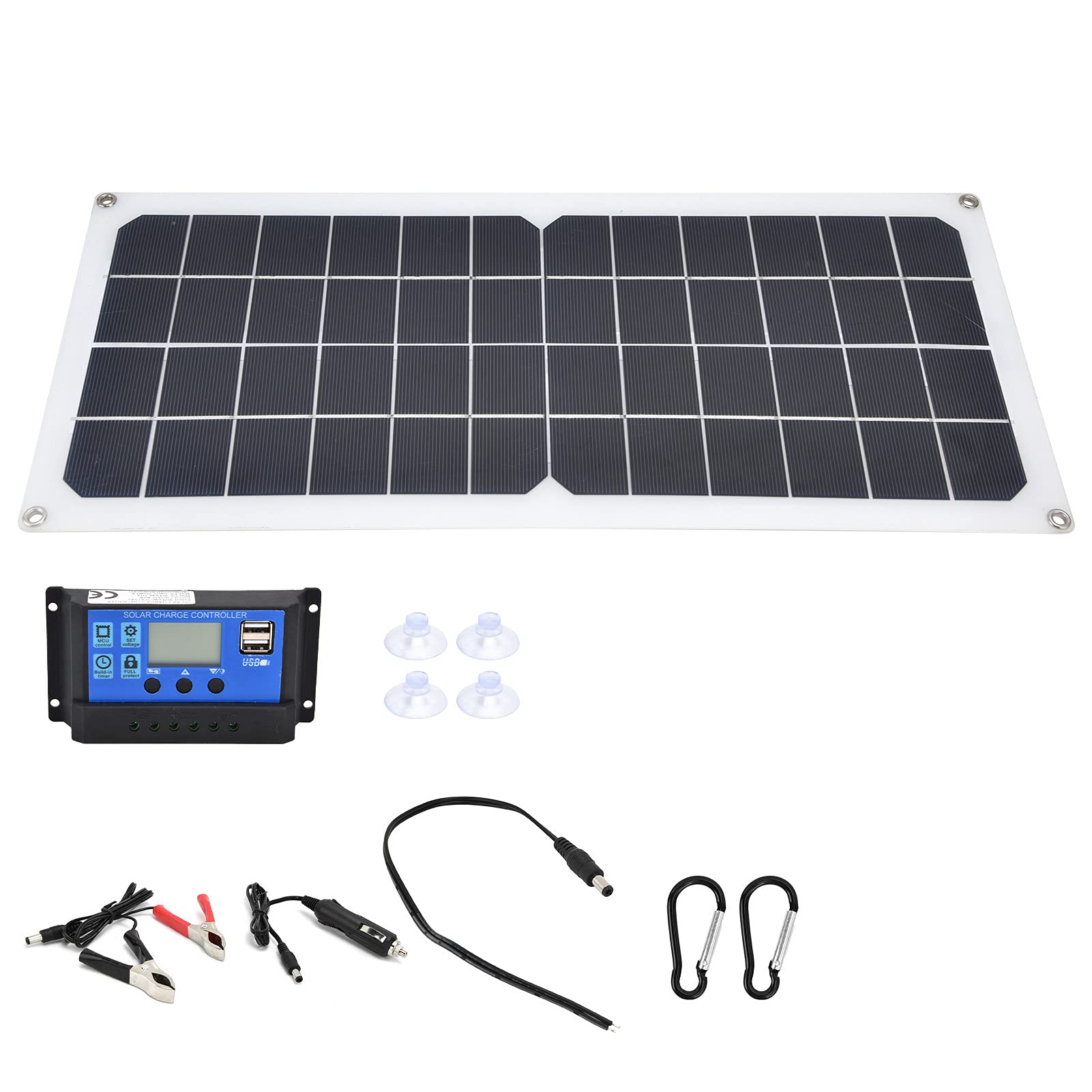 Kit de chargeur de panneau solaire 10 W avec contrôleur 60 A et deux ports USB pour camping-cars ...