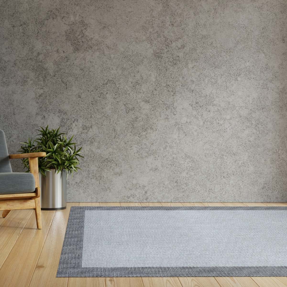 Alfombra Vinilo Gris Con Cenefa 120x180 Antideslizante Interior Y