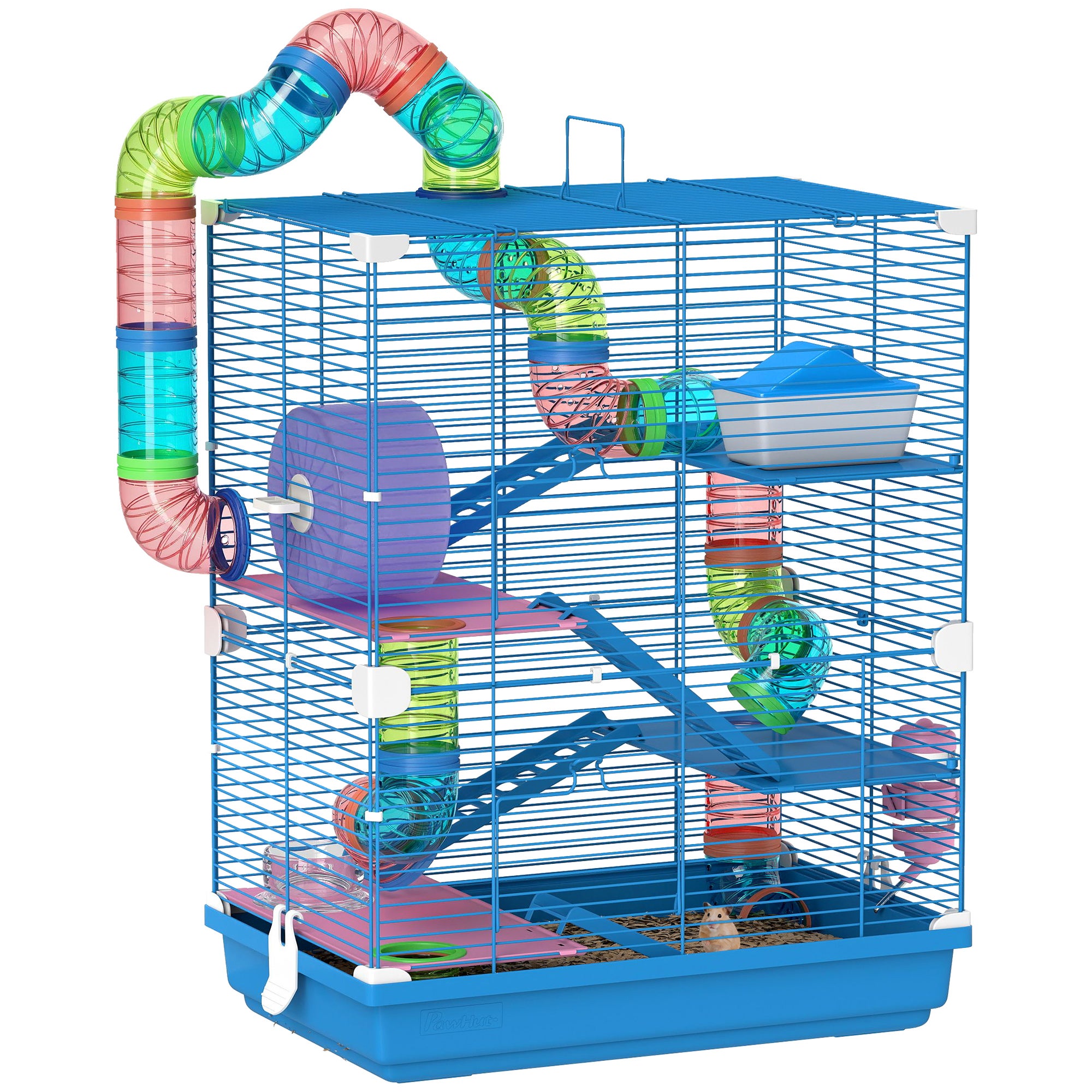 Cage de transport à 5 niveaux pour hamster avec roue d'exercice et ...