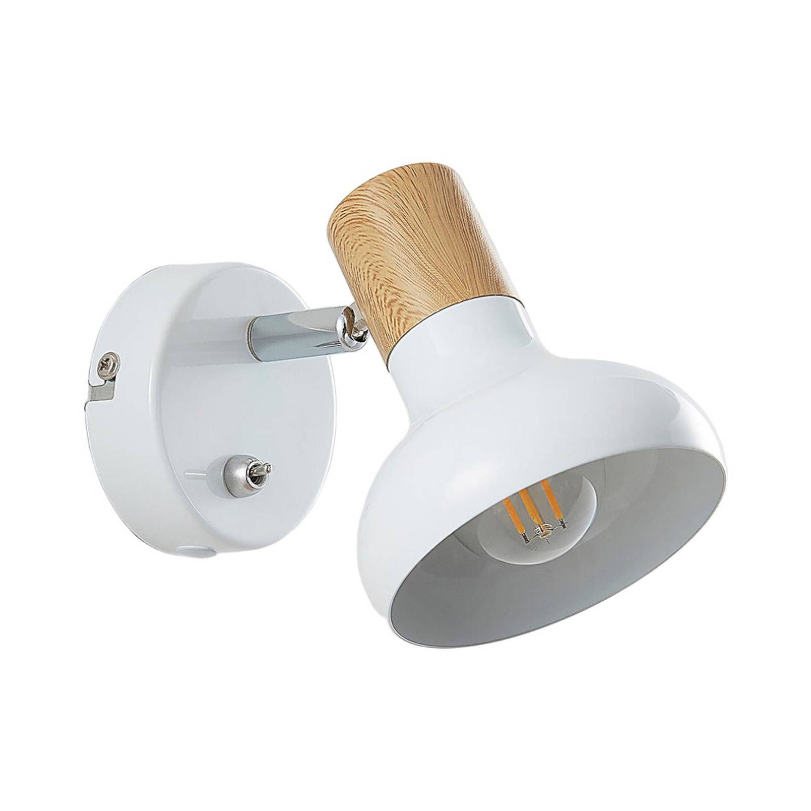Lindby Foco metálico Fridolin en blanco, con interruptor, aplique ...