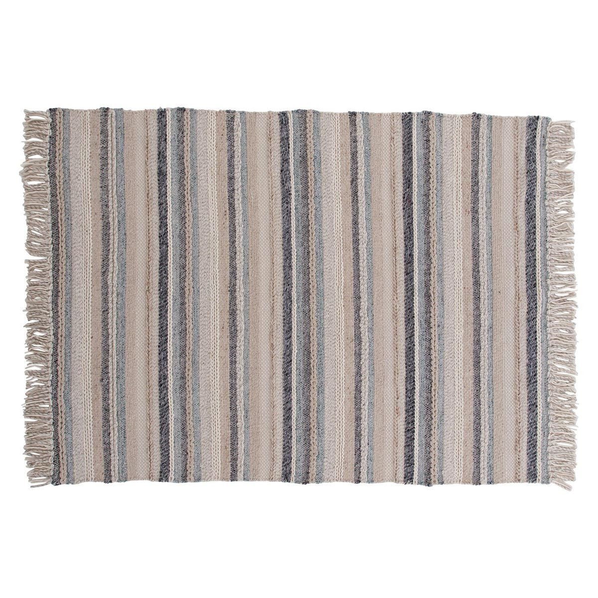 Tapis Déco en Laine "Gudha" 200x300cm Beige & Bleu | Leroy Merlin