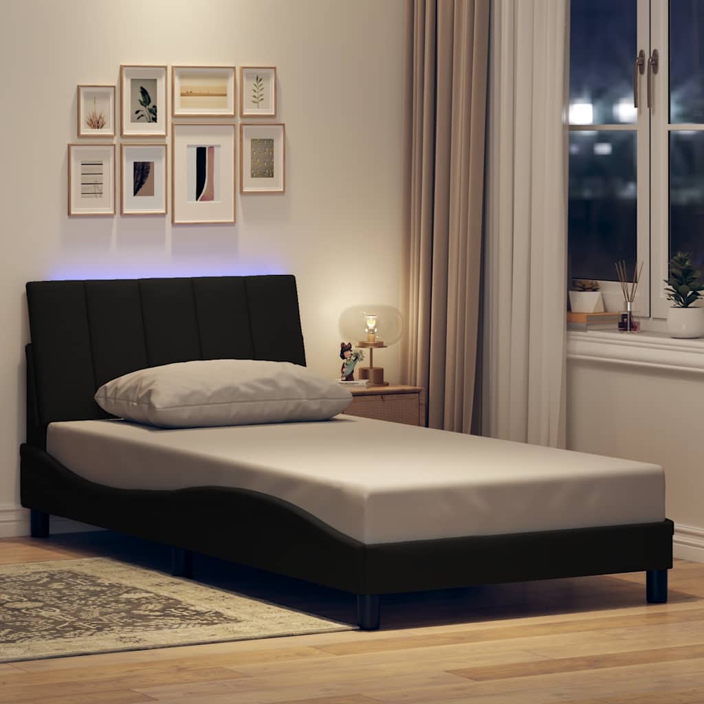 Lit simple | Lit adulte | Cadre de lit sans matelas noir 100x200 cm ...