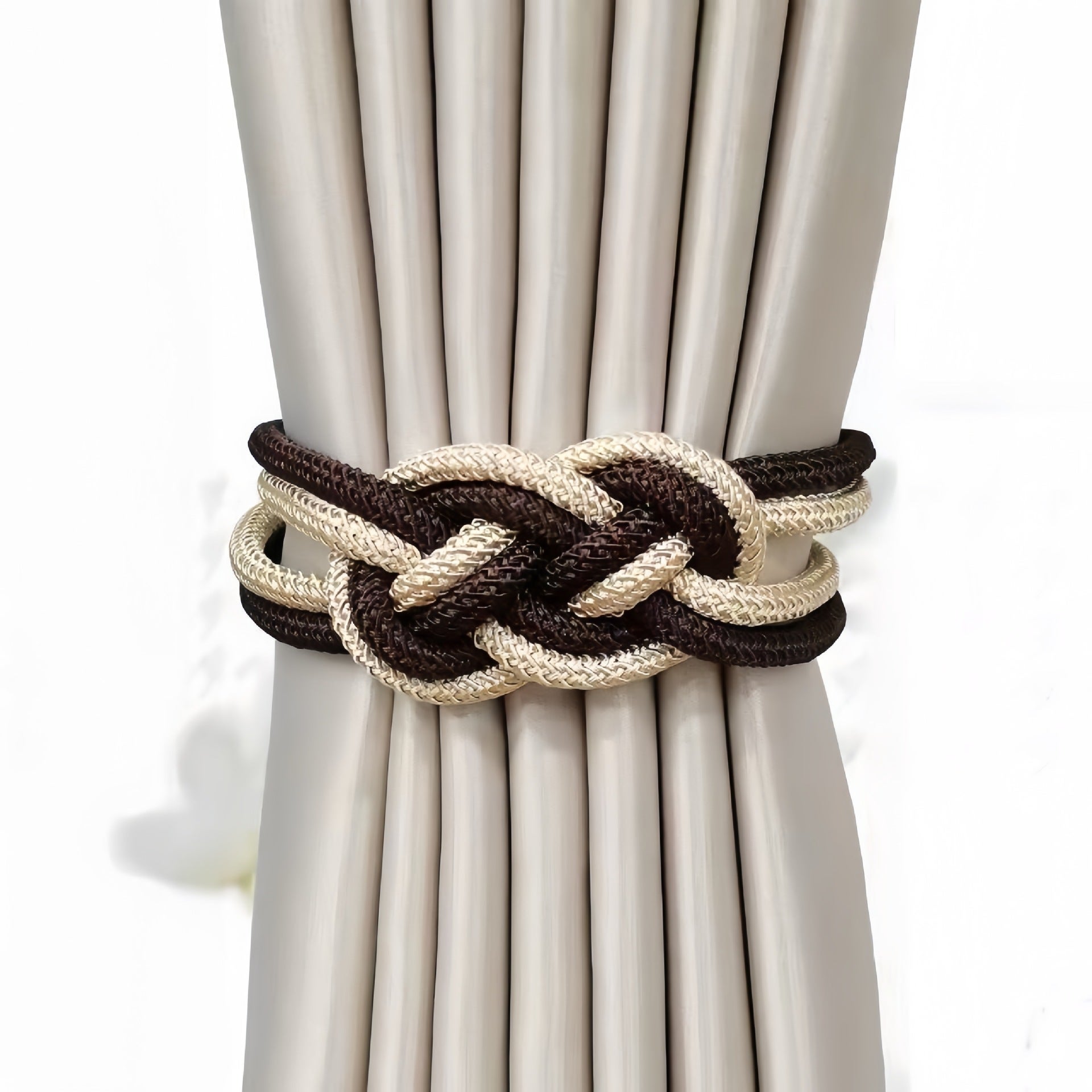 (Noir et beige) Lot de 2 embrasses de rideaux magnétiques de style ...