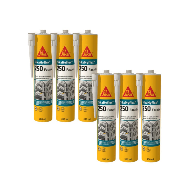 Lot de 6 mastics haute performance SIKA SikaHyflex 250 Façade - Blanc ...