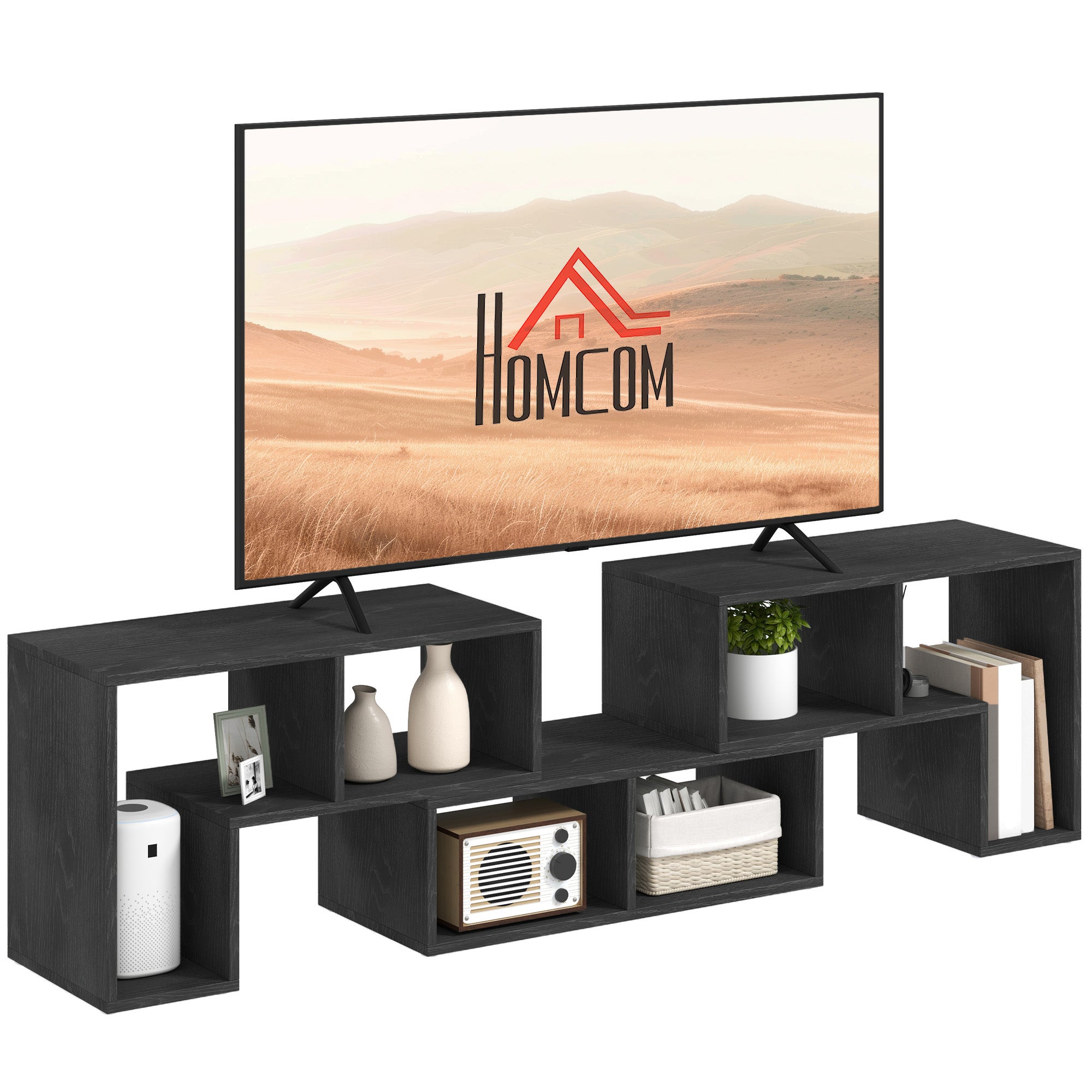 Mueble TV Modular HOMCOM Max 75 pulgadas con 2 estantes en forma de L y ...