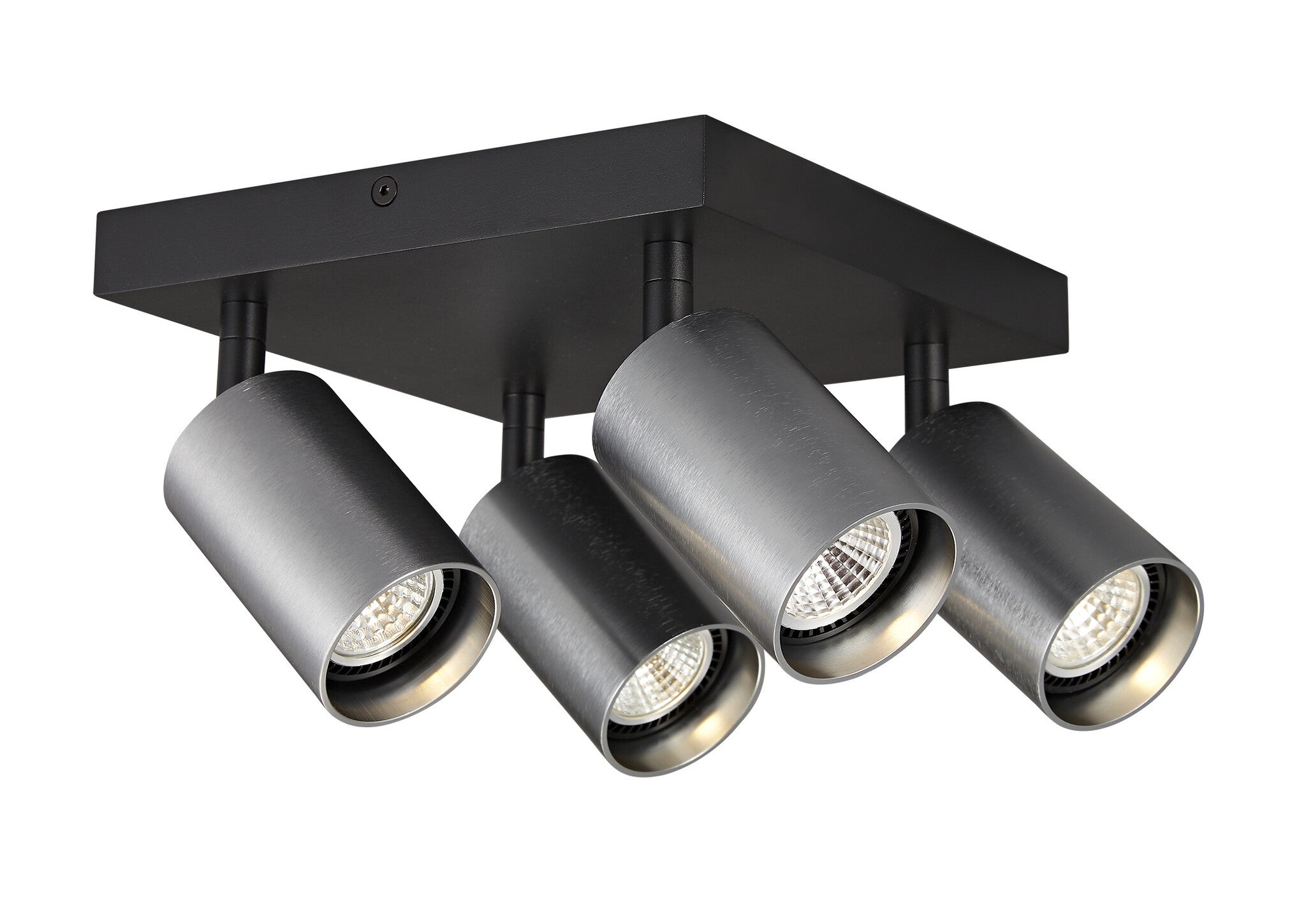 Spot en saillie carré Tabore 4L GU10 (excl) noir + acier brossé | Leroy ...