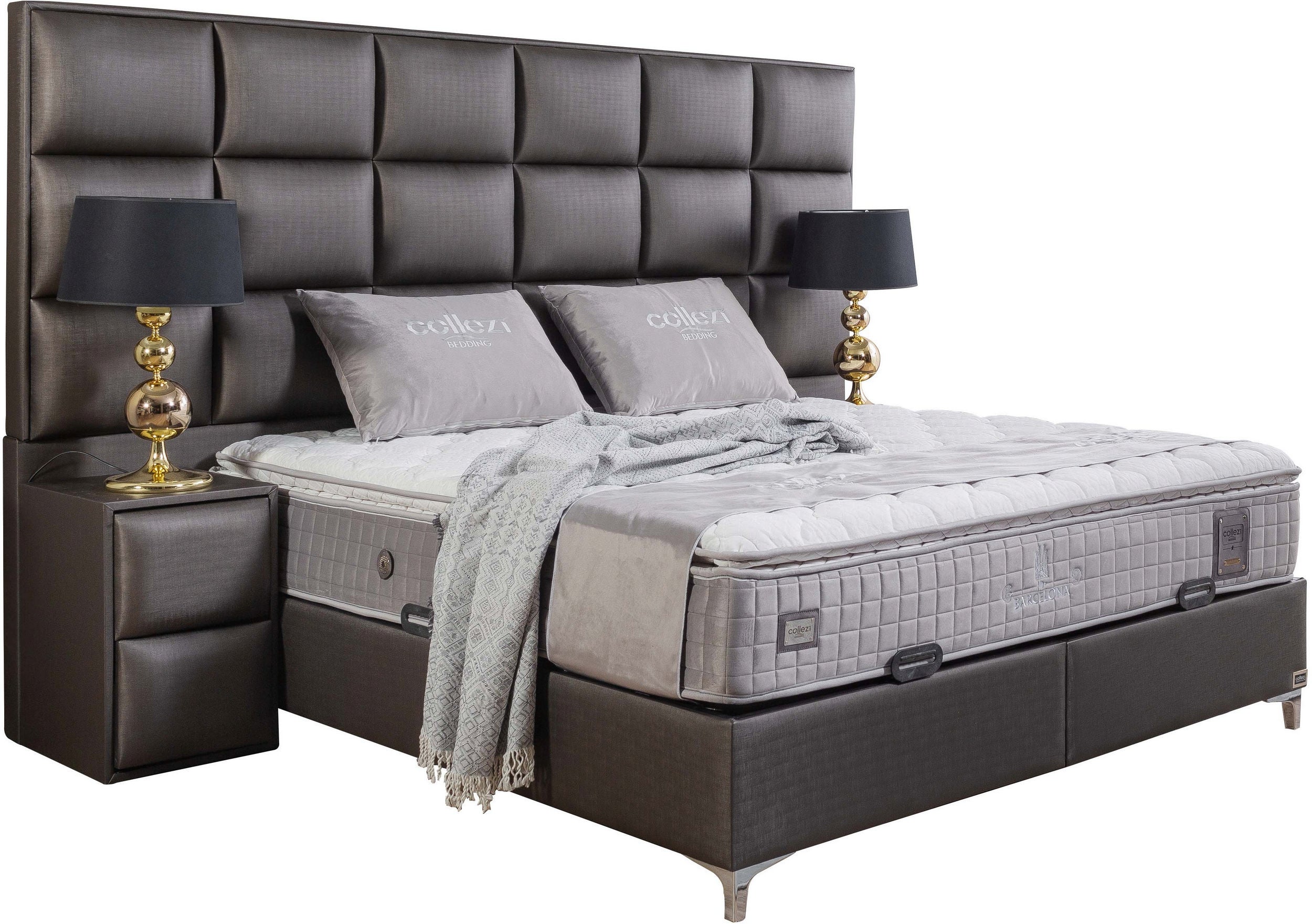 Ensemble de lit coffre 180x200 en pvc anthracite avec un matelas à ...