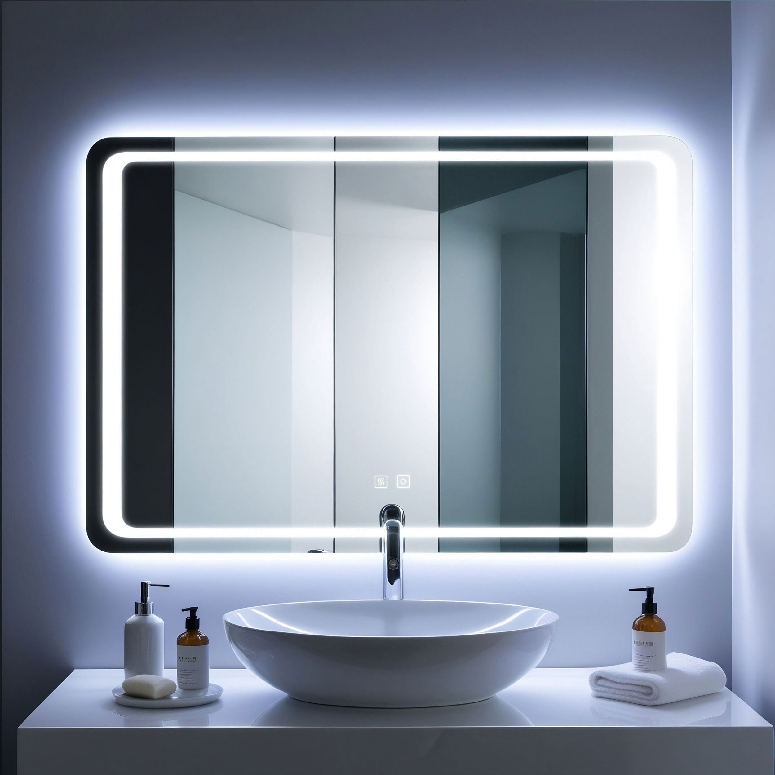 SANILAND Miroir LED Moderne pour Salle de Bain - Éclairage 6000K avec ...
