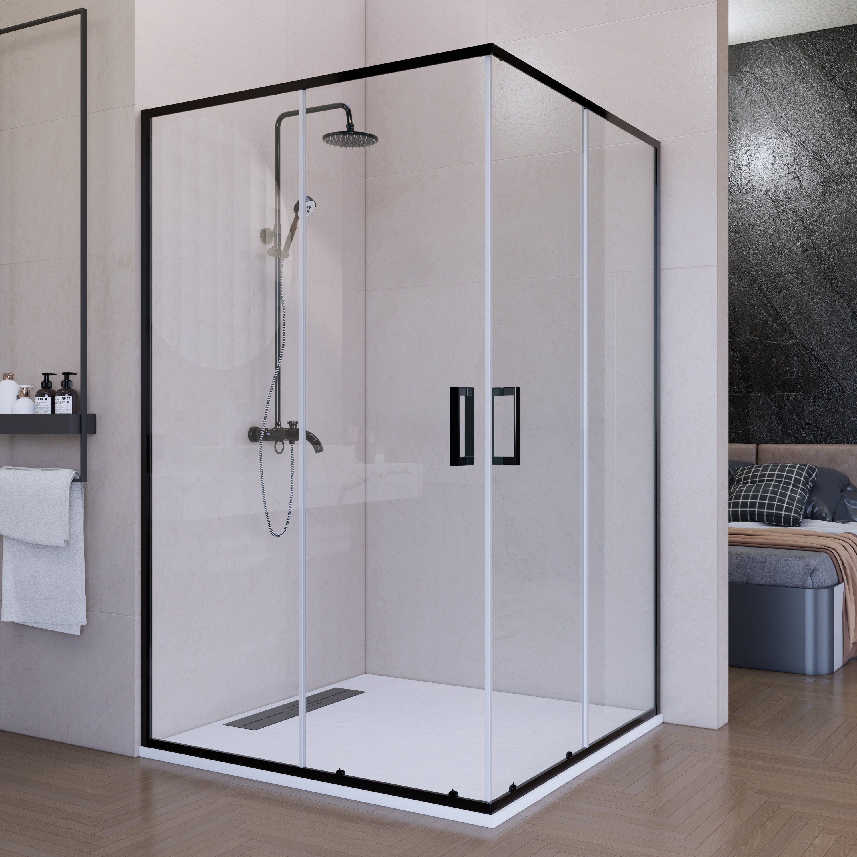 Mampara Ducha Rectangular 95x125cm-Instalación Rápida -Cristal Templado ...