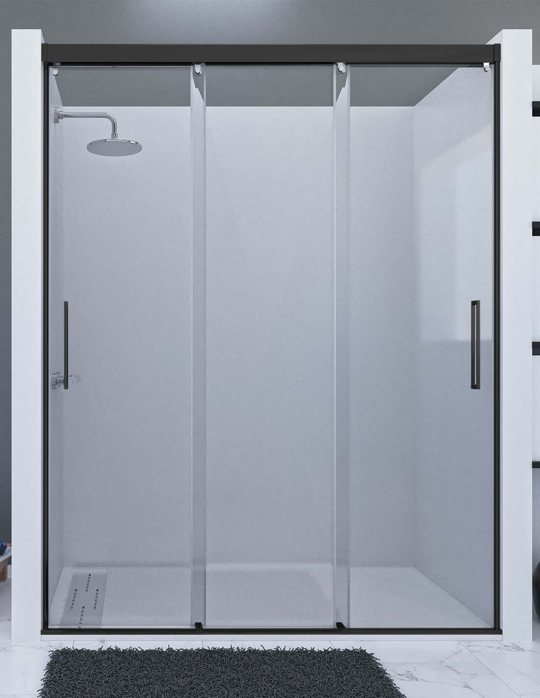 Mampara Aluminio. Mampara Corredera. Perfil Negro. Alto 200 cm. Cristal ...