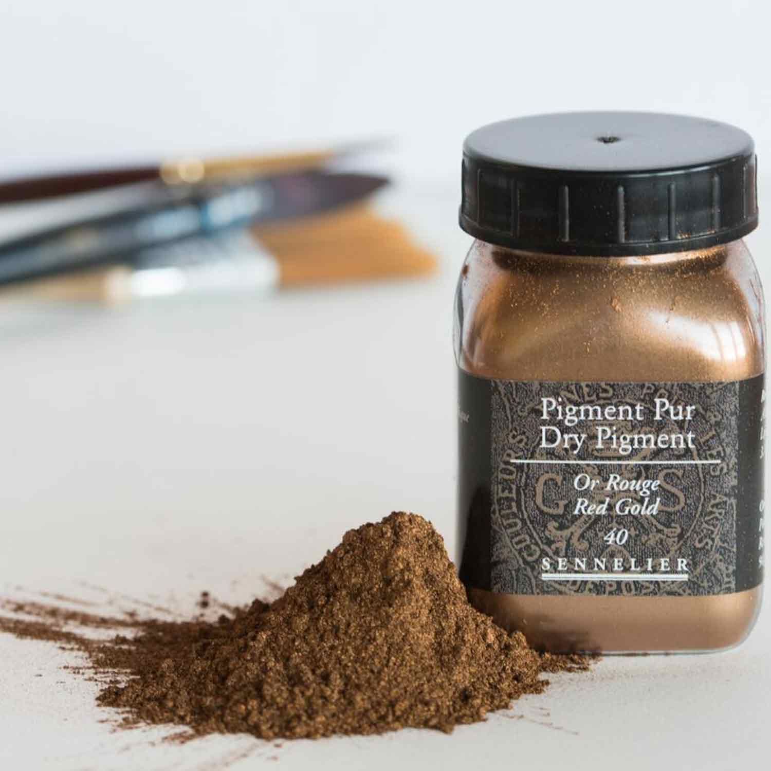Pigment pour création de peinture - pot 90 g - Doré rouge - Sennelier ...