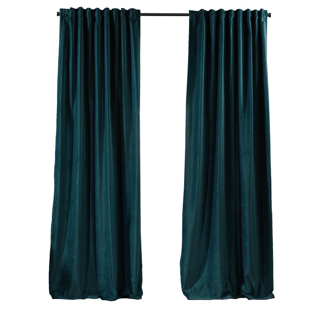Rideau En Velours Extra Long de 1 Panneau Vert Minuit 140*375 | Leroy ...