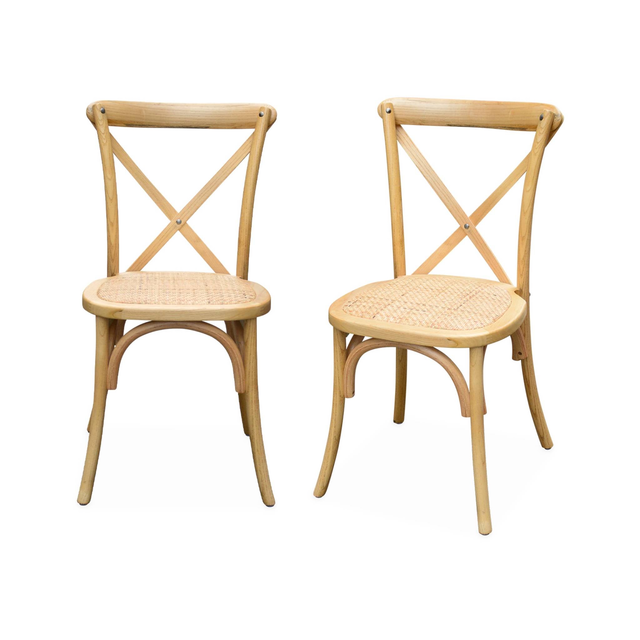 Lot de 2 chaises de bistrot en bois de cédrèle naturel. vintage. assise ...