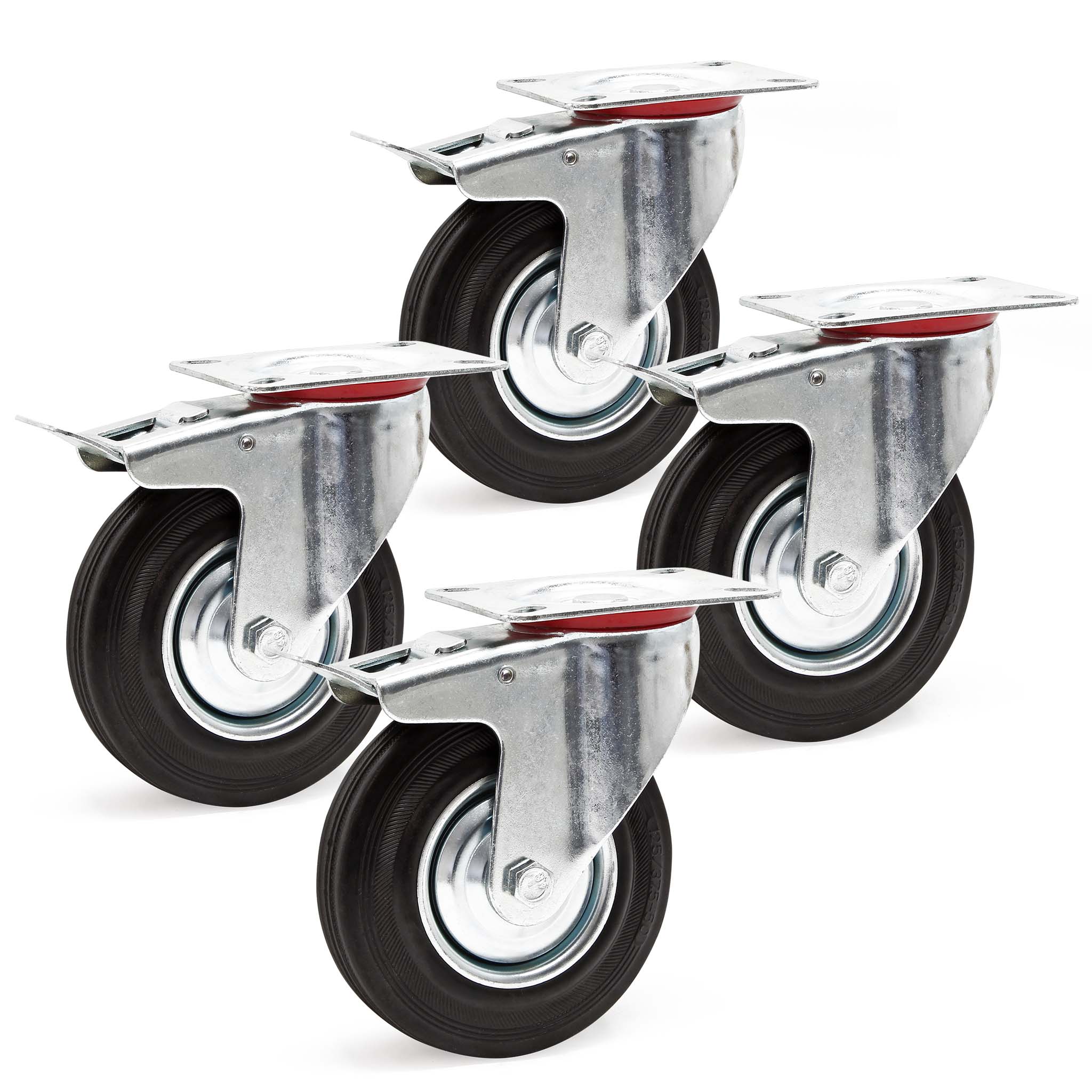 Wiltec Jeu 4x Roulette pivotante Blocage double – Ø 125 mm – Capacité ...