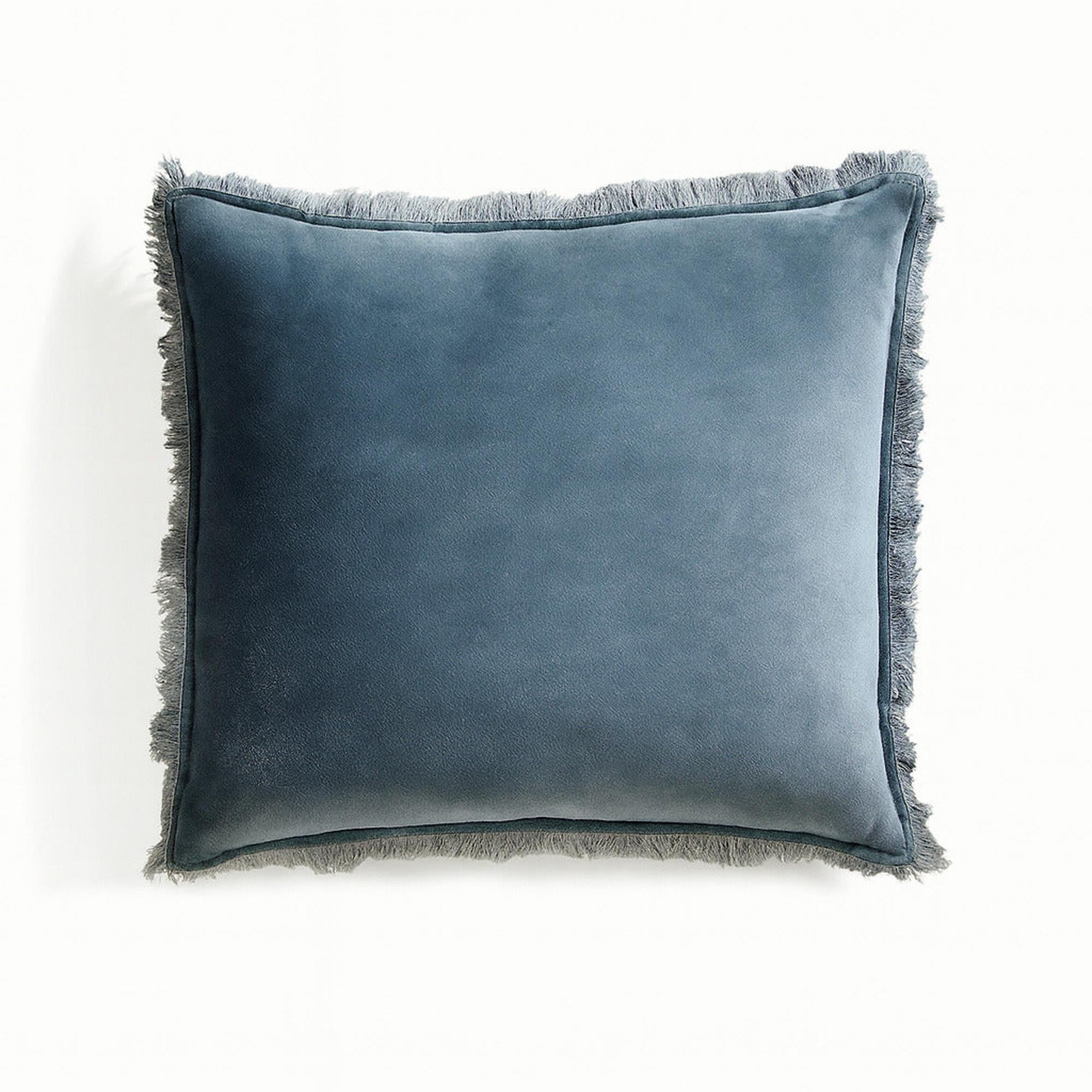 Coussin 50x50 velours de coton bleu orage | Leroy Merlin