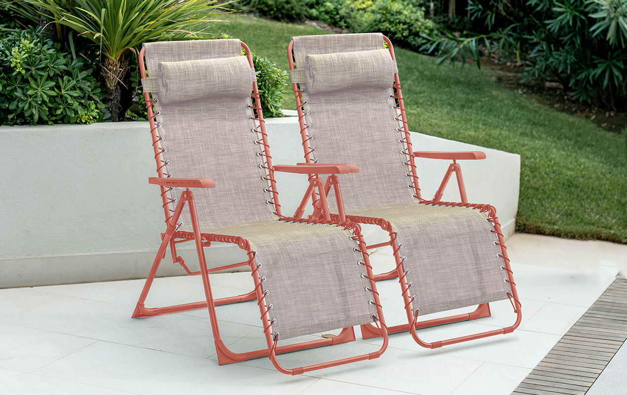 Fauteuil de jardin relax pliant Luno saumon Creador® | Leroy Merlin