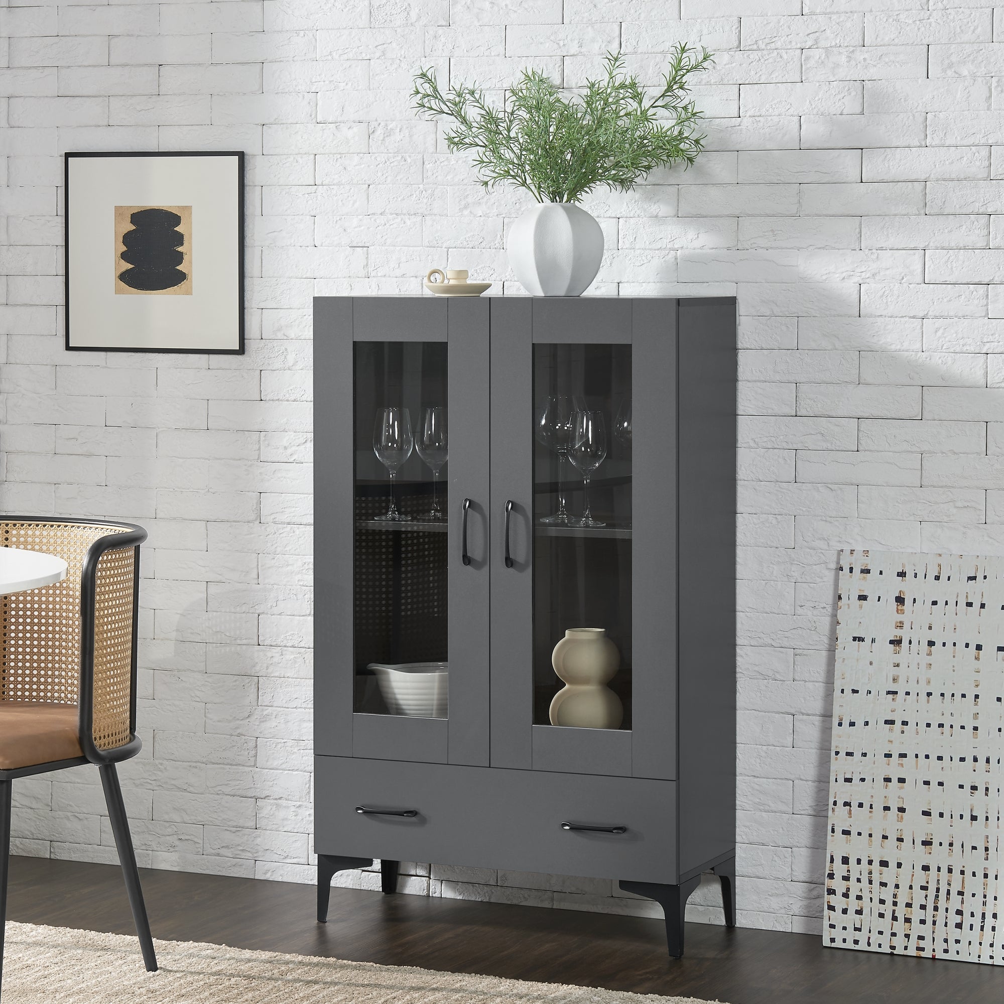 Vitrina Søndersø con 2 puertas estante cristal y aglomerado 115 x 70 x ...