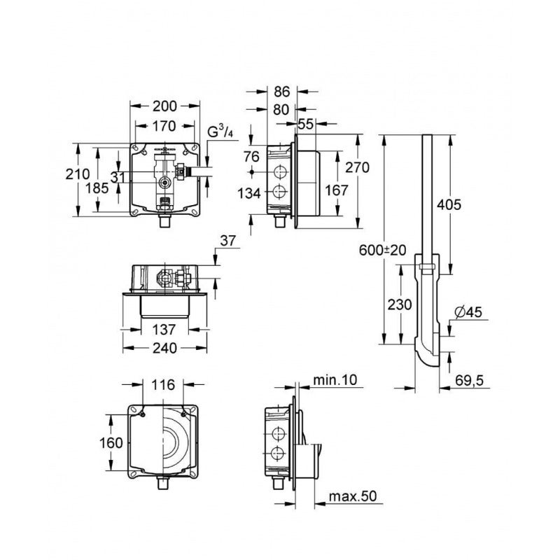 GROHE 37 157 000 Fluxor para WC | Leroy Merlin