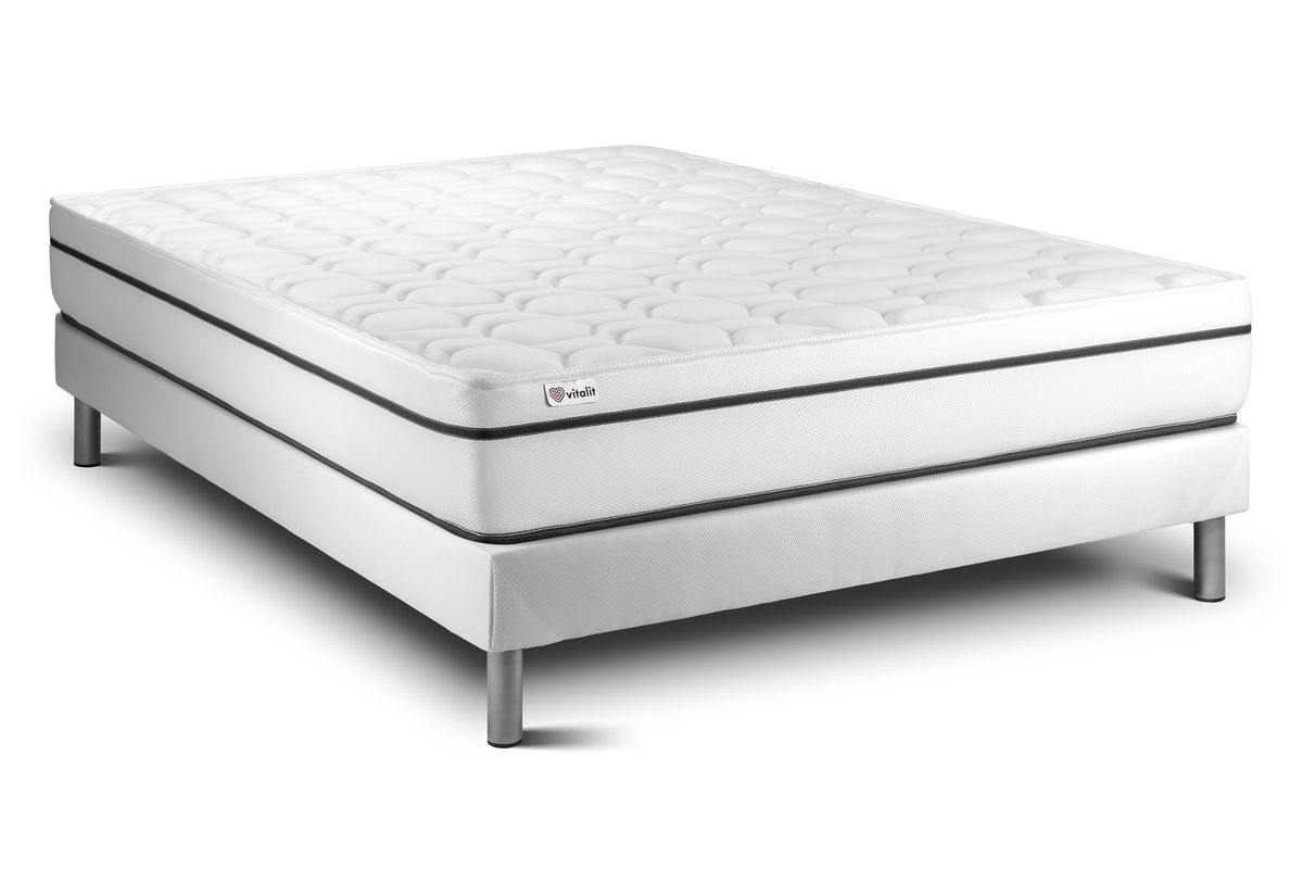 Ensemble matelas 180 x 200 cm VITAL SPA - Mousse polyuréthane à mémoire de forme - Ep : 24 cm ...