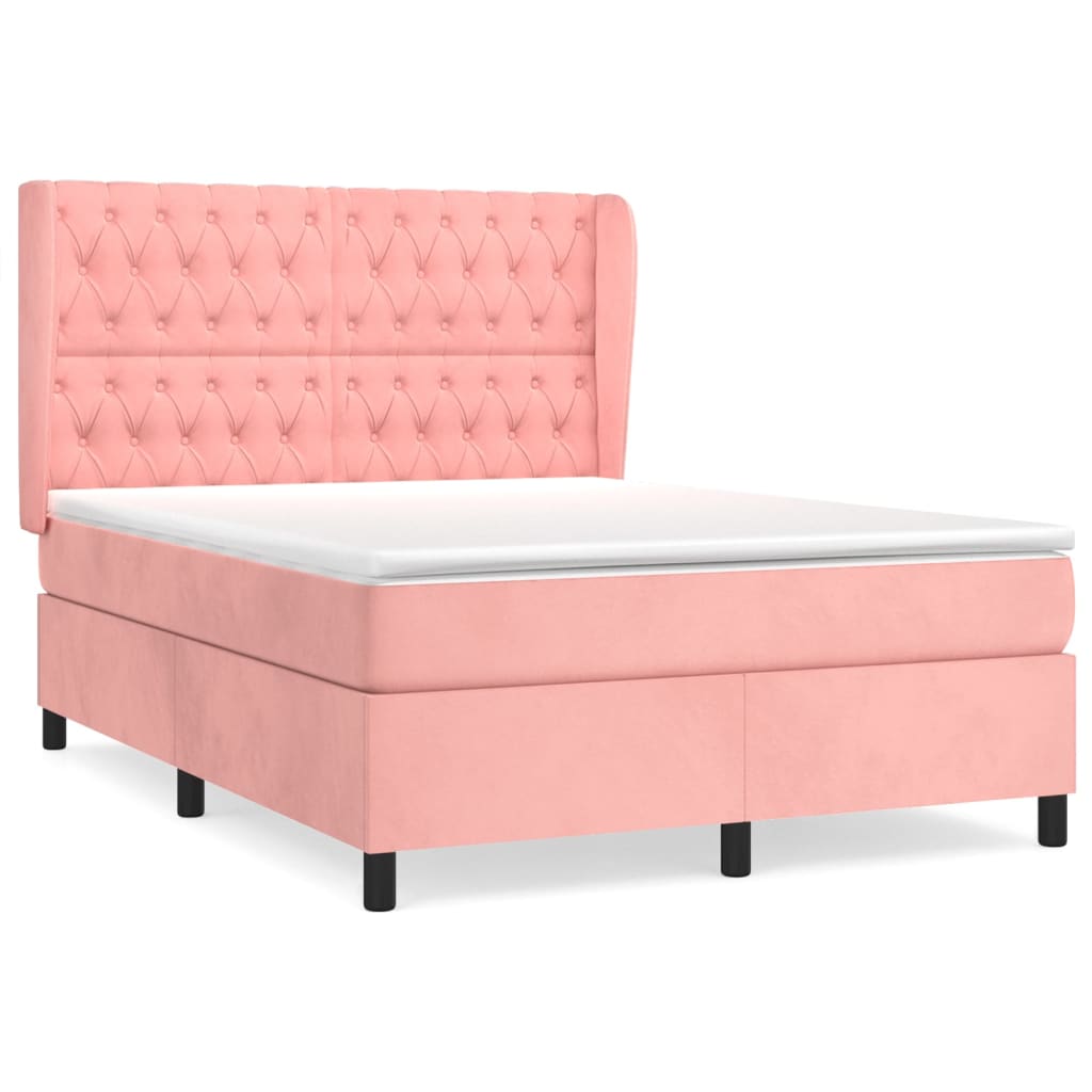 Cama box spring con colchón terciopelo rosa 140x190 cm | Leroy Merlin