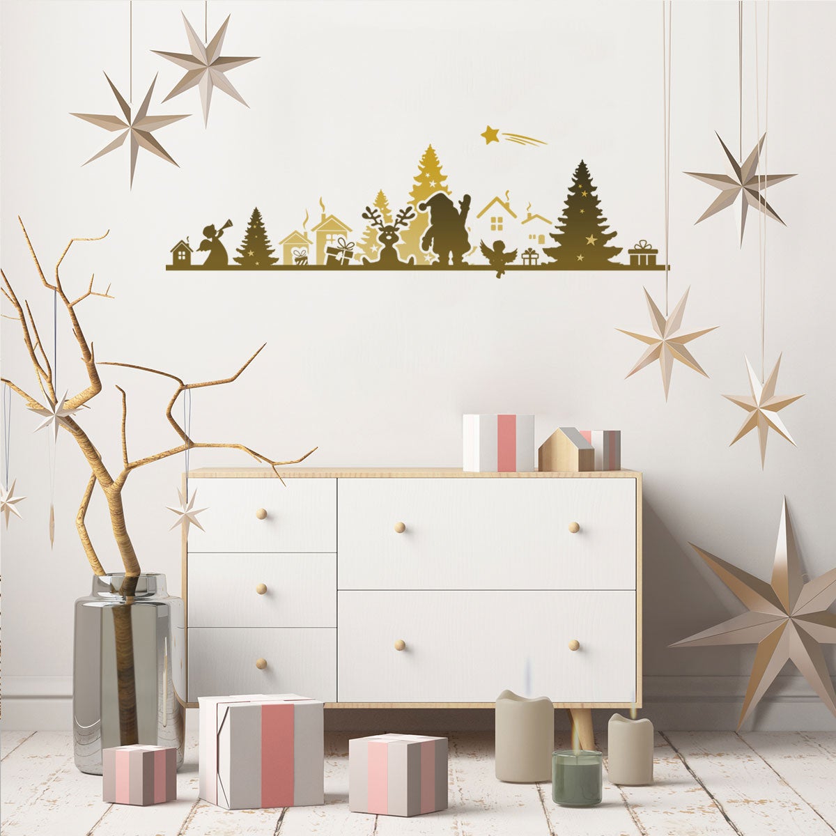 Sticker Noël frise de noël design - Autocollants stickers adhésifs noël ...