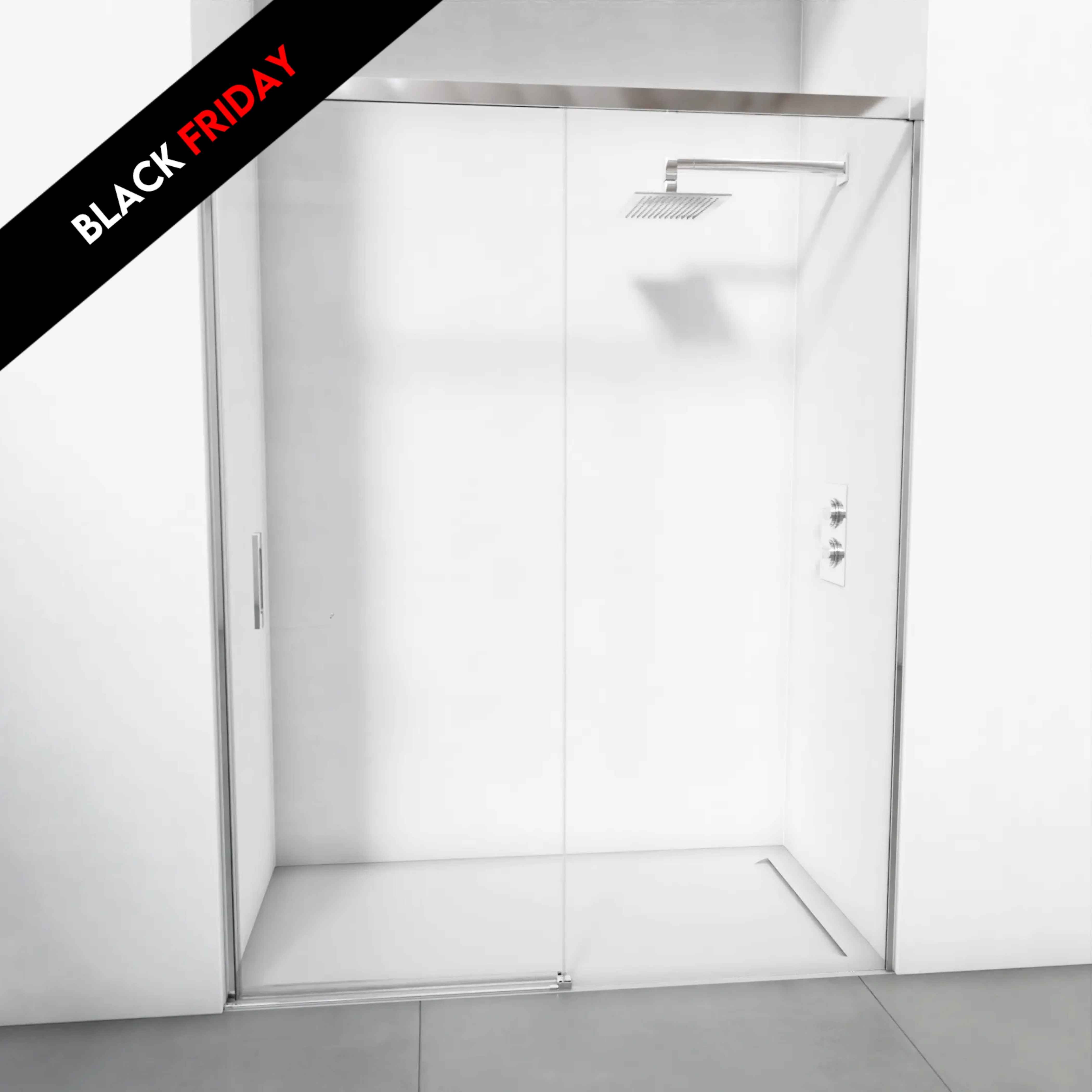 Paroi de douche réversible 1 coulissante + 1 fixe - Verre transparent 6 mm anticalcaire - Chrome ...