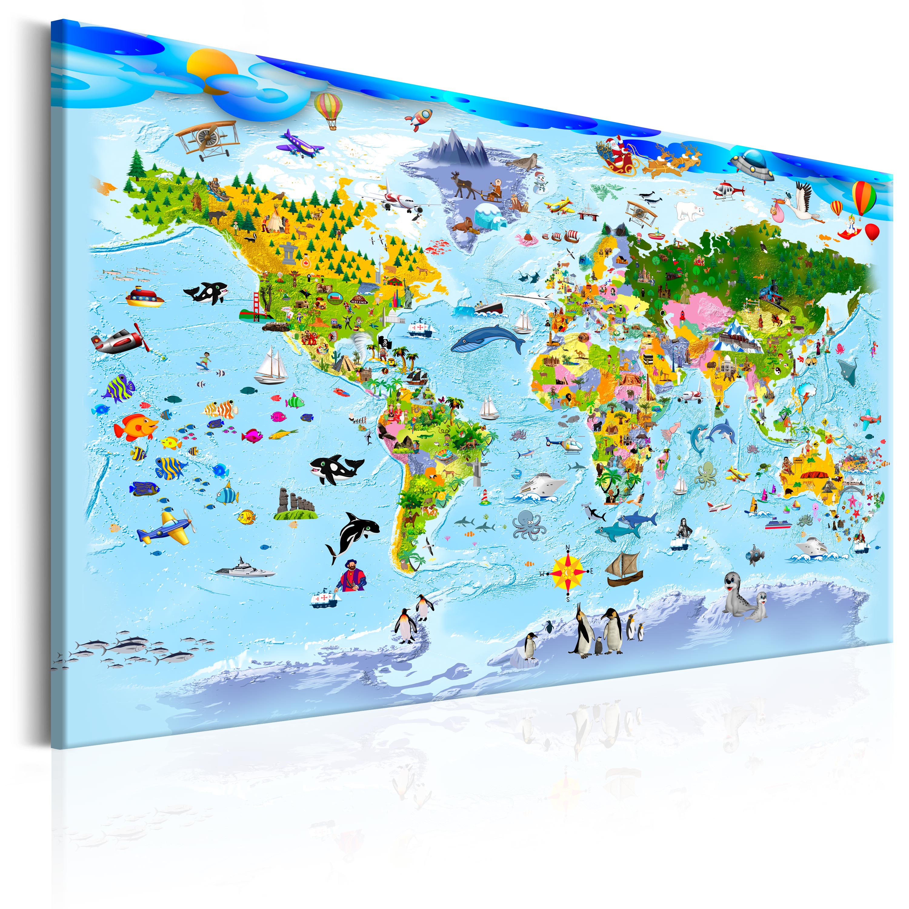 Tableau - Children's Map: Colourful Travels [120x80] | Leroy Merlin
