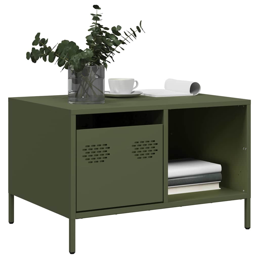 Maison Exclusive - Table basse vert olive 68,5x50x43,5 cm acier laminé ...