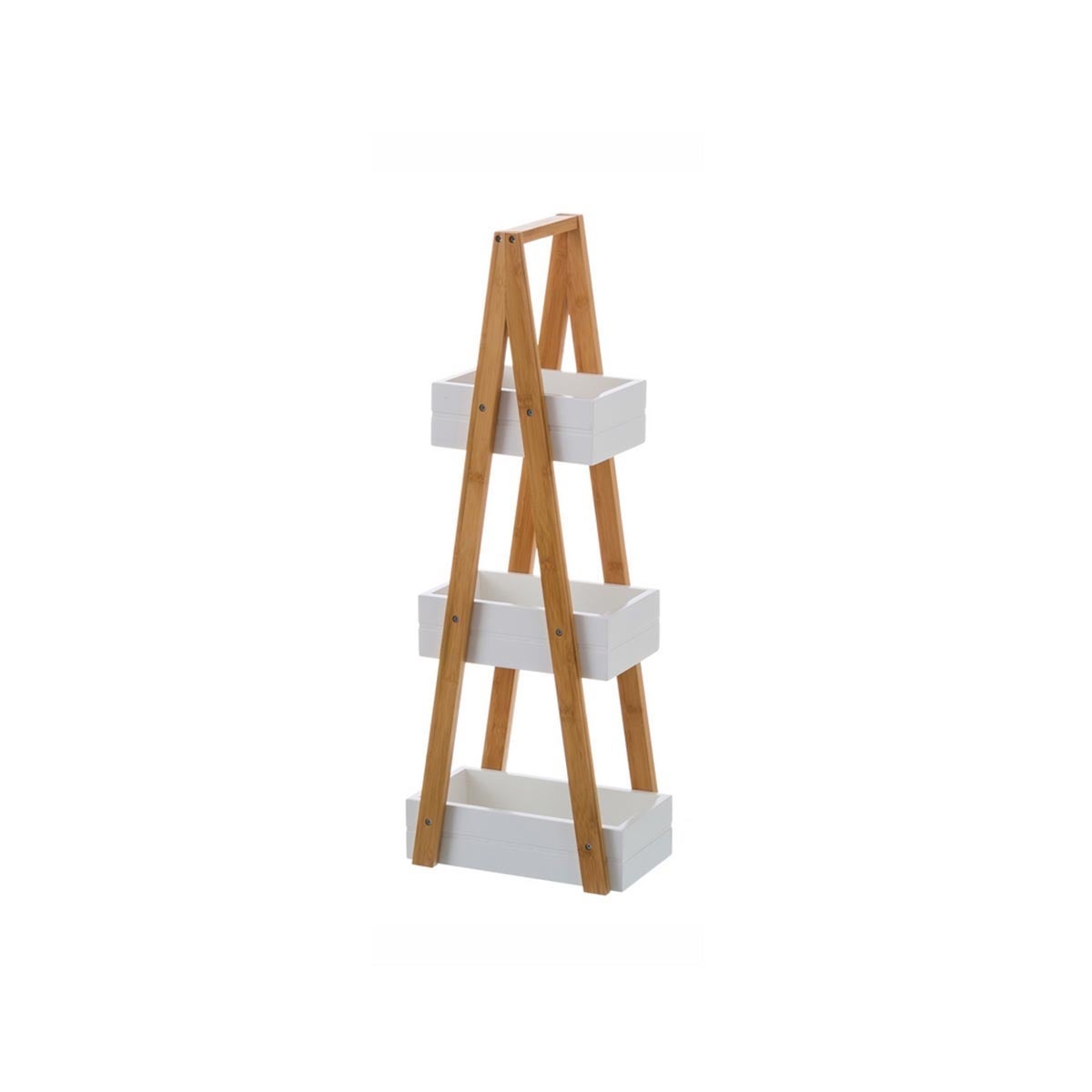 Étagère en bambou avec 3 étagères blanches de 30x19x81 cm CasaSelección ...
