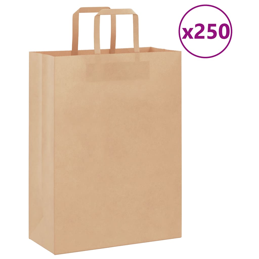 Sacs en papier kraft 250 pcs，Sacs kraft avec poignées marron 26x12x35 ...