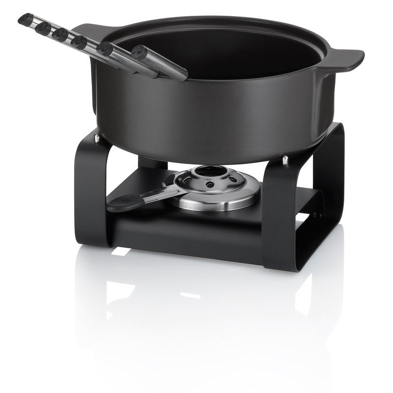 Set fondue de queso cerámica romana negra 9 piezas | Leroy Merlin