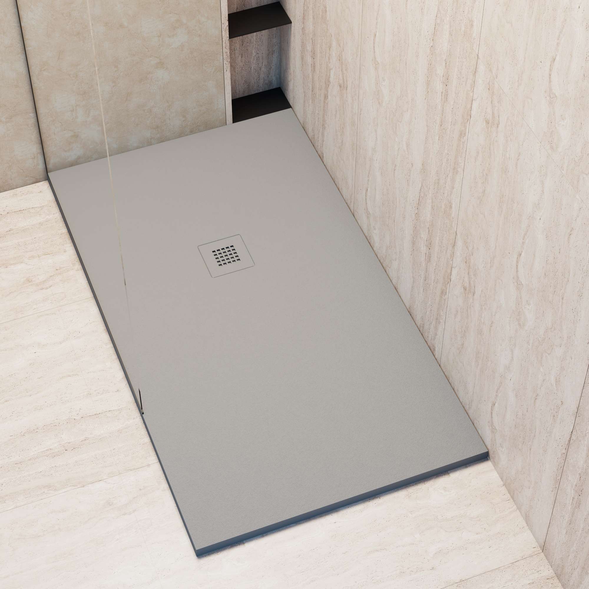 Receveur de douche Poalgi extraplat gris Humo L.100 x l.120 cm finition ...