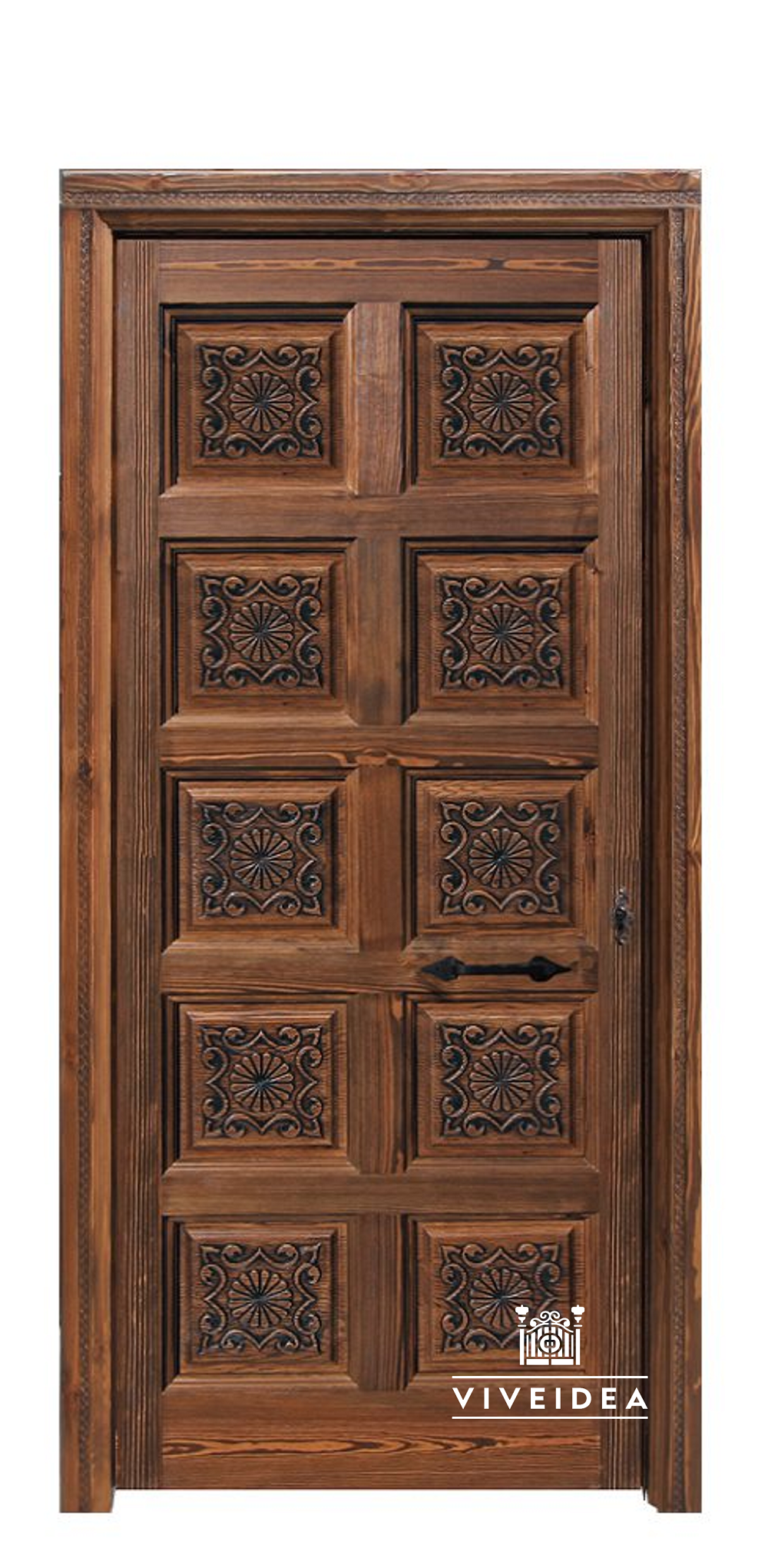 PUERTA ENTRADA UNA HOJA RÚSTICA TALLADA, MADERA PINO GRAN CALIDAD ...